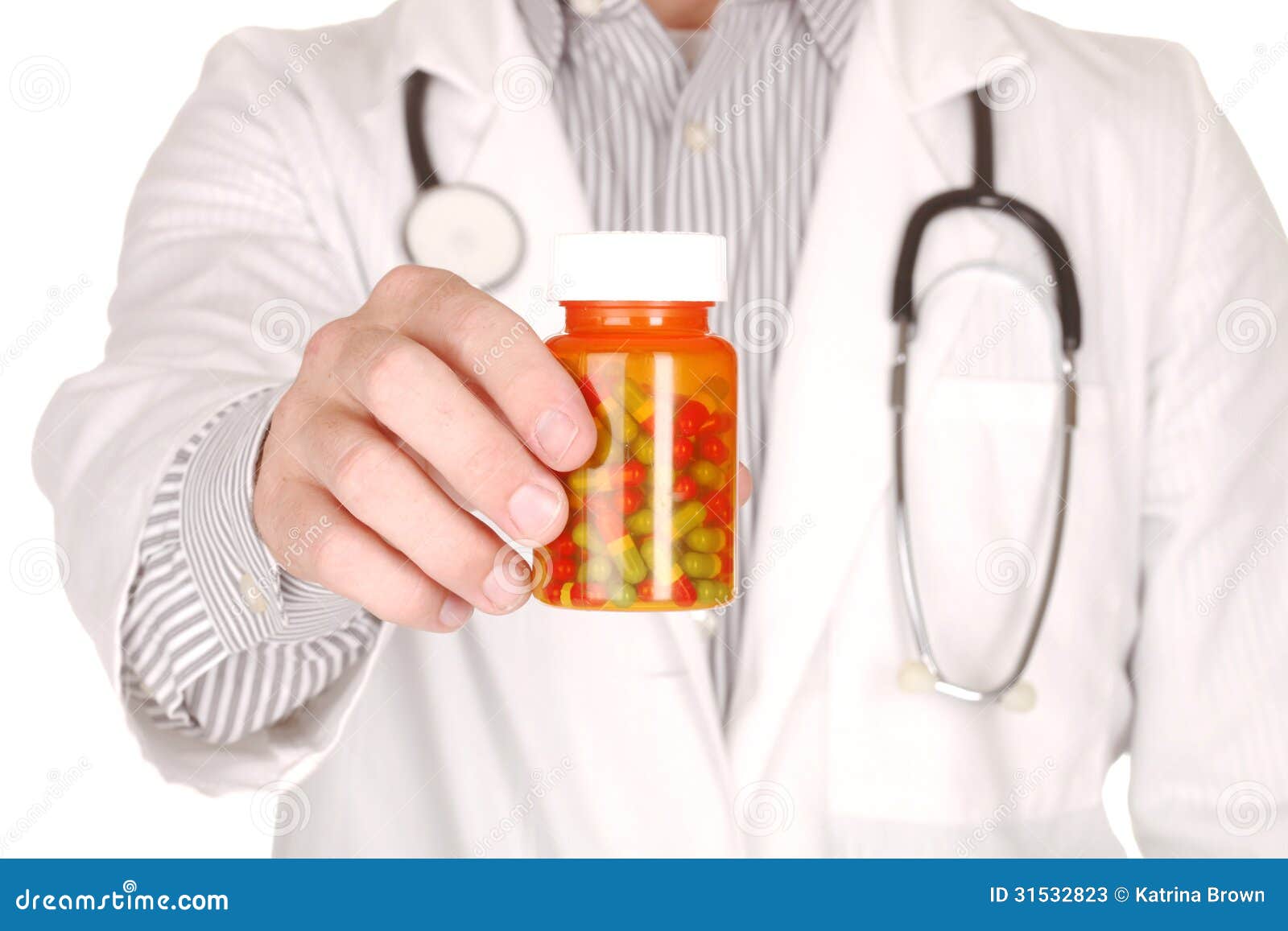 Doctor with Medication in Prescription Bottles Stock Image - Image of ...