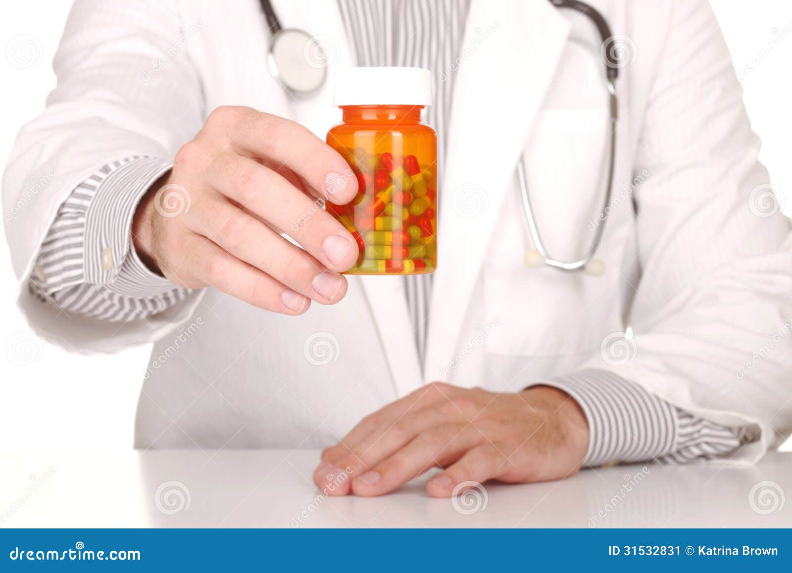 Doctor with Medication in Prescription Bottles Stock Image - Image of ...