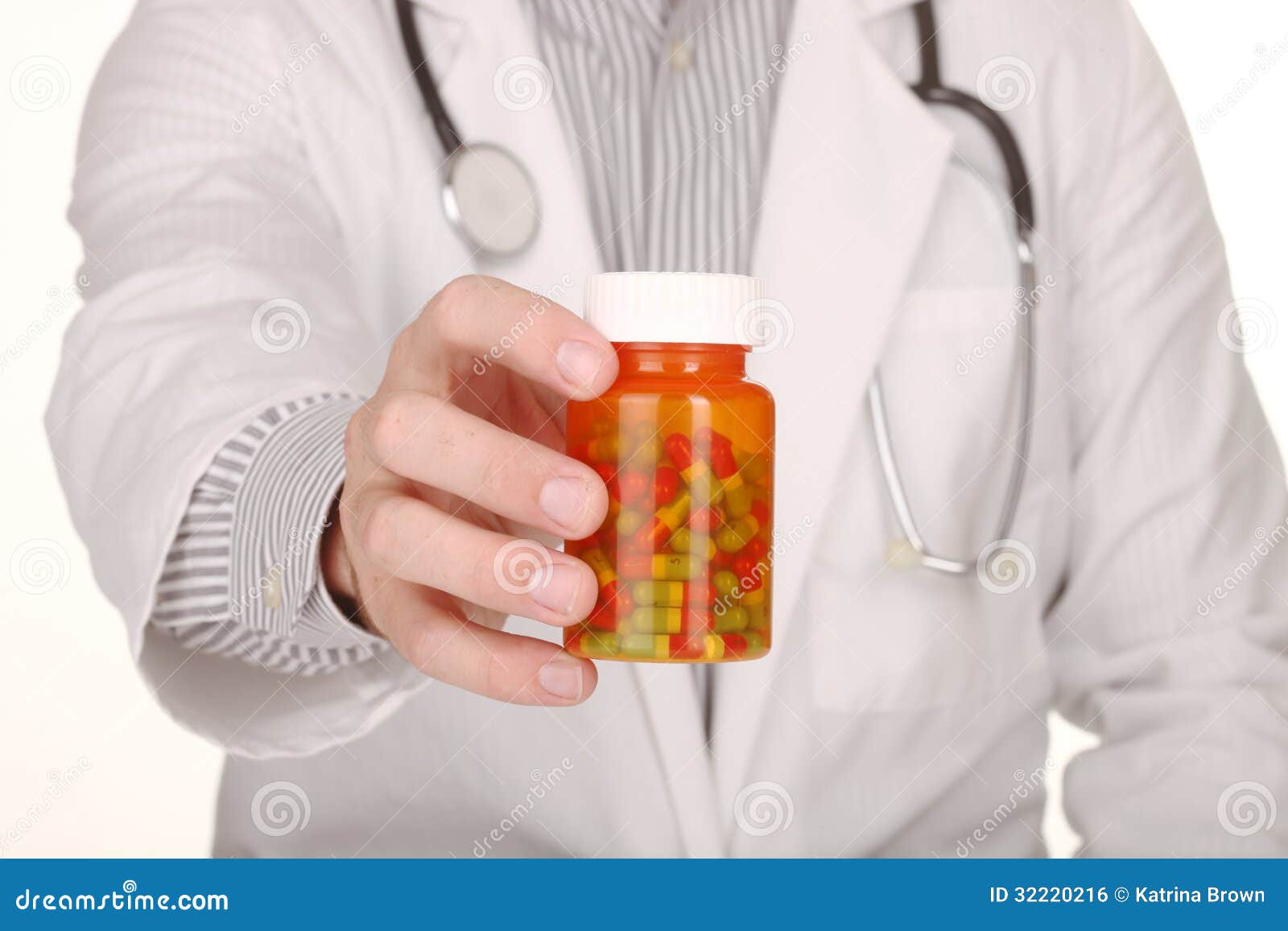 Doctor with Medication in Prescription Bottles Stock Photo - Image of ...