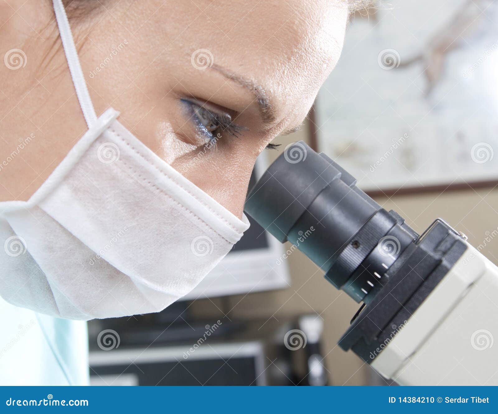 Doctor with microscope stock photo. Image of hand, control - 14384210
