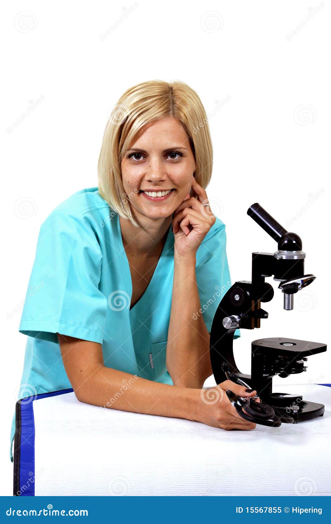 Doctor with microscope stock image. Image of smile, nurse - 15567855