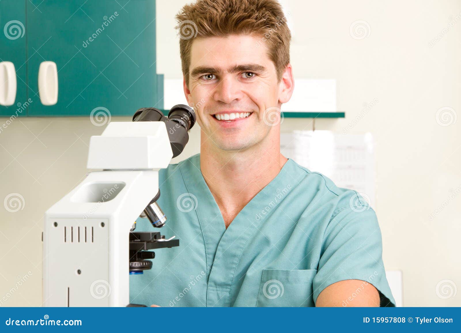 Doctor with Microscope stock photo. Image of chemistry - 15957808