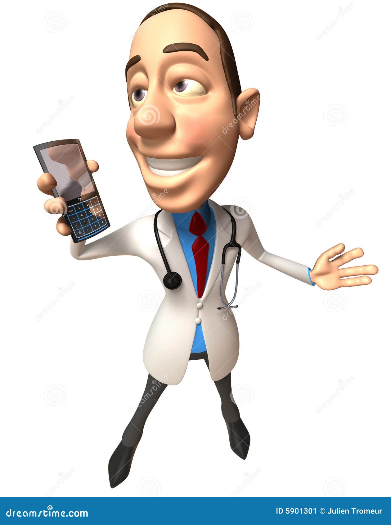 Doctor with a mobile phone stock illustration. Illustration of healthy ...
