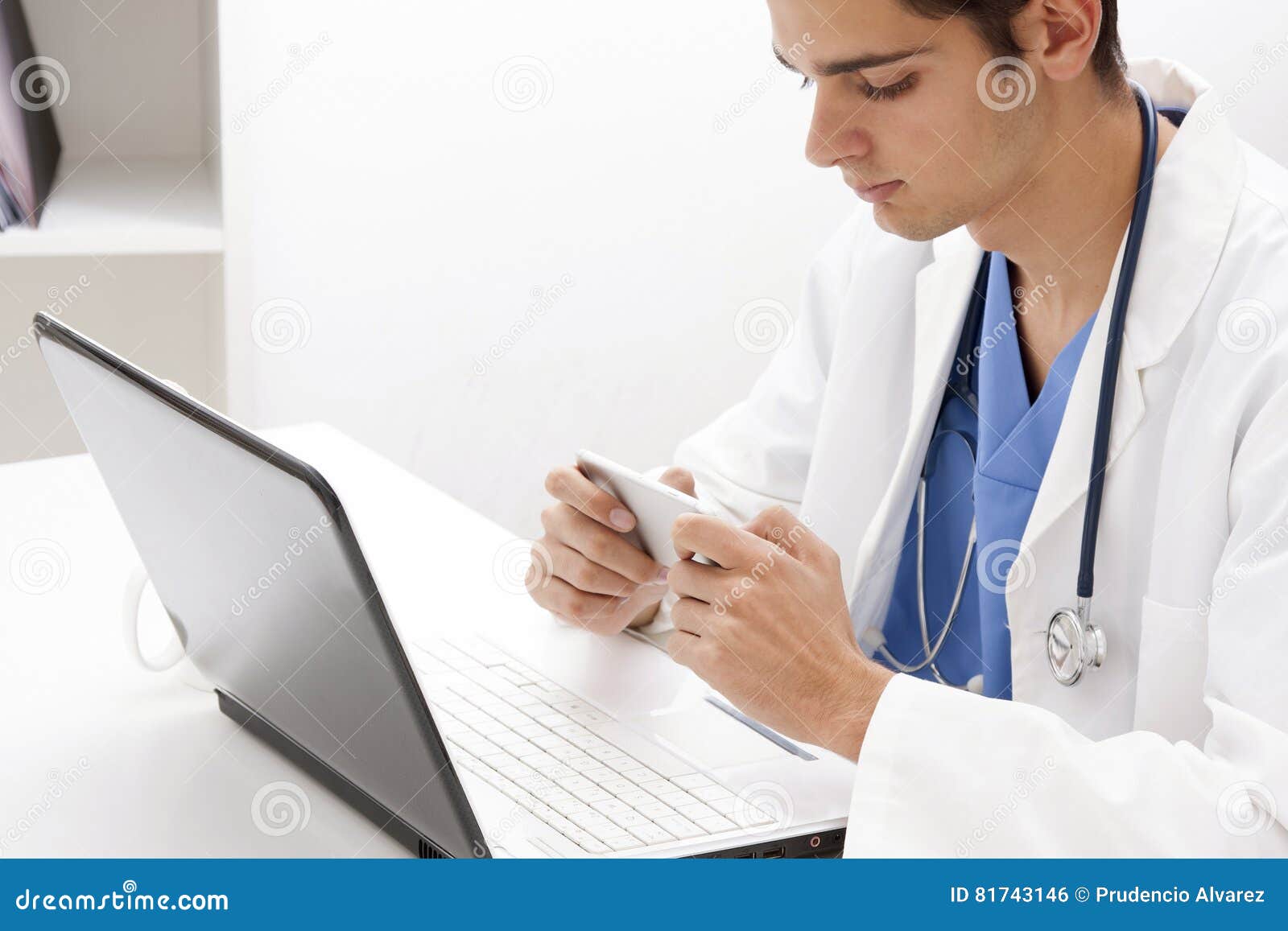 Doctor with mobile phone stock photo. Image of call, clinic - 81743146