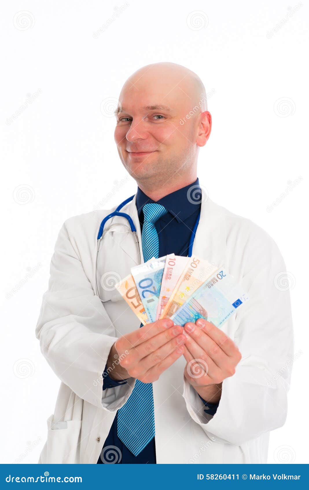 Doctor with Money in White Lab Coat Stock Image - Image of euros ...