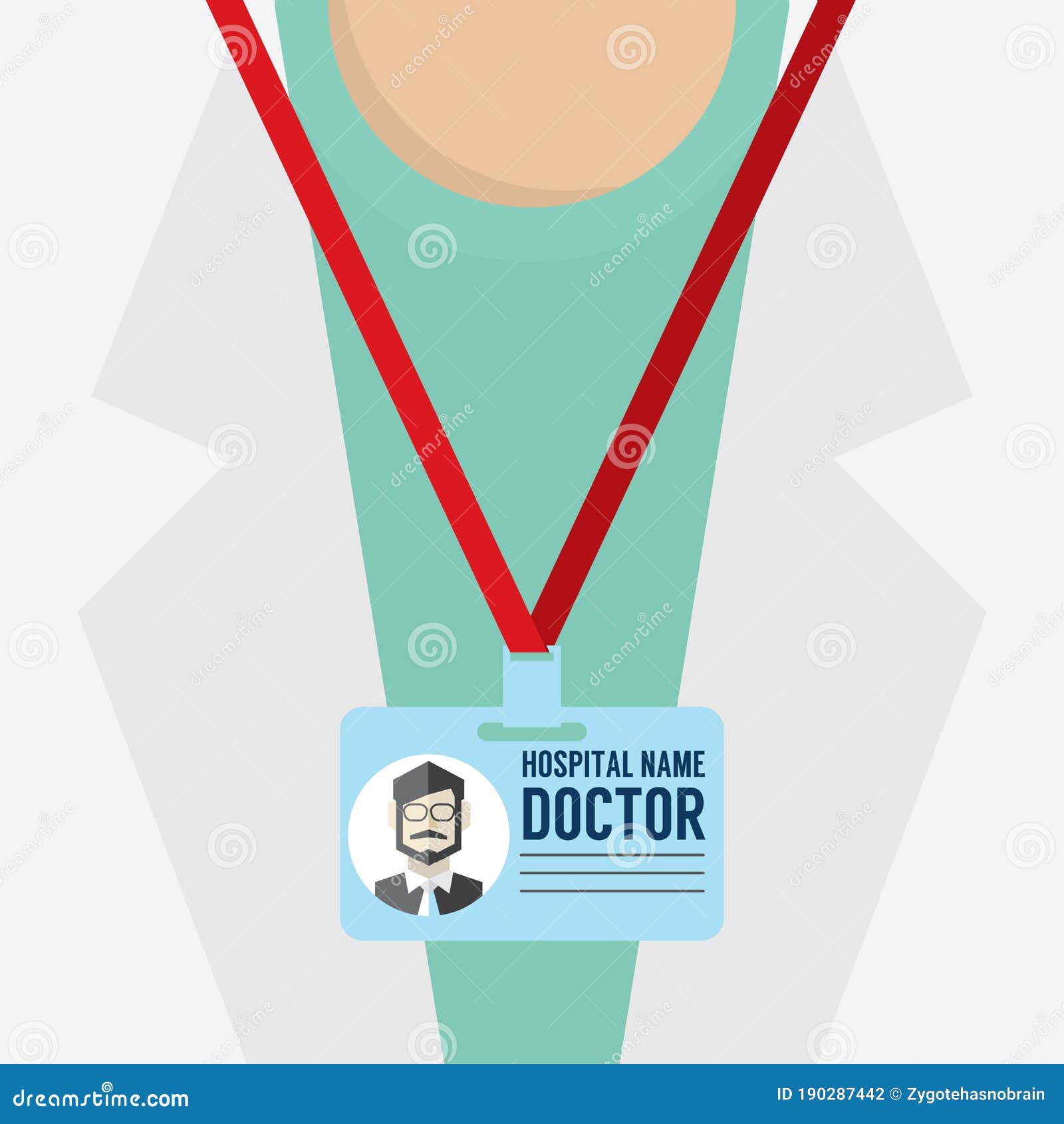 Doctor and Neck Strap Card while Working Vector Stock Vector ...