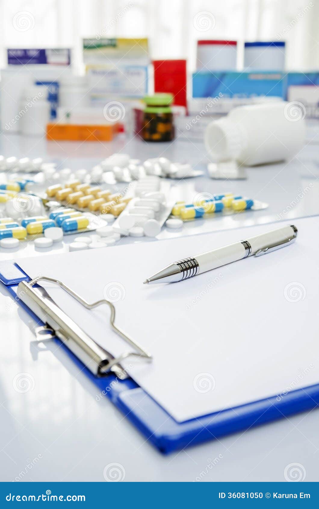 Doctor note and medicine stock photo. Image of studio - 36081050