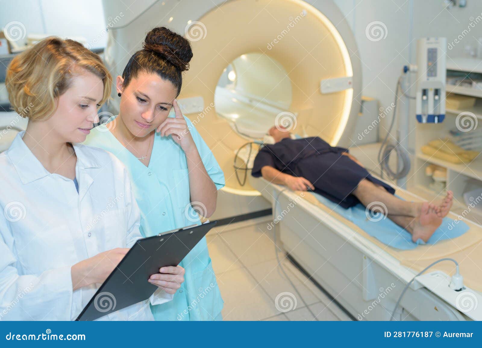 Doctor and Nurse Next To Mri Scan Stock Image - Image of oncology ...