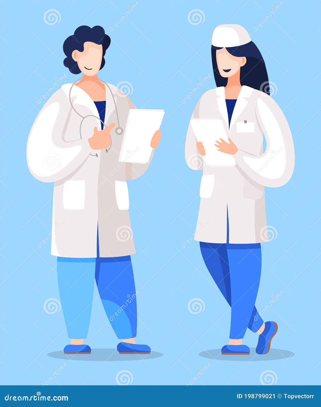 Doctor and Nurse with Reports, Intern and Doc Stock Vector ...