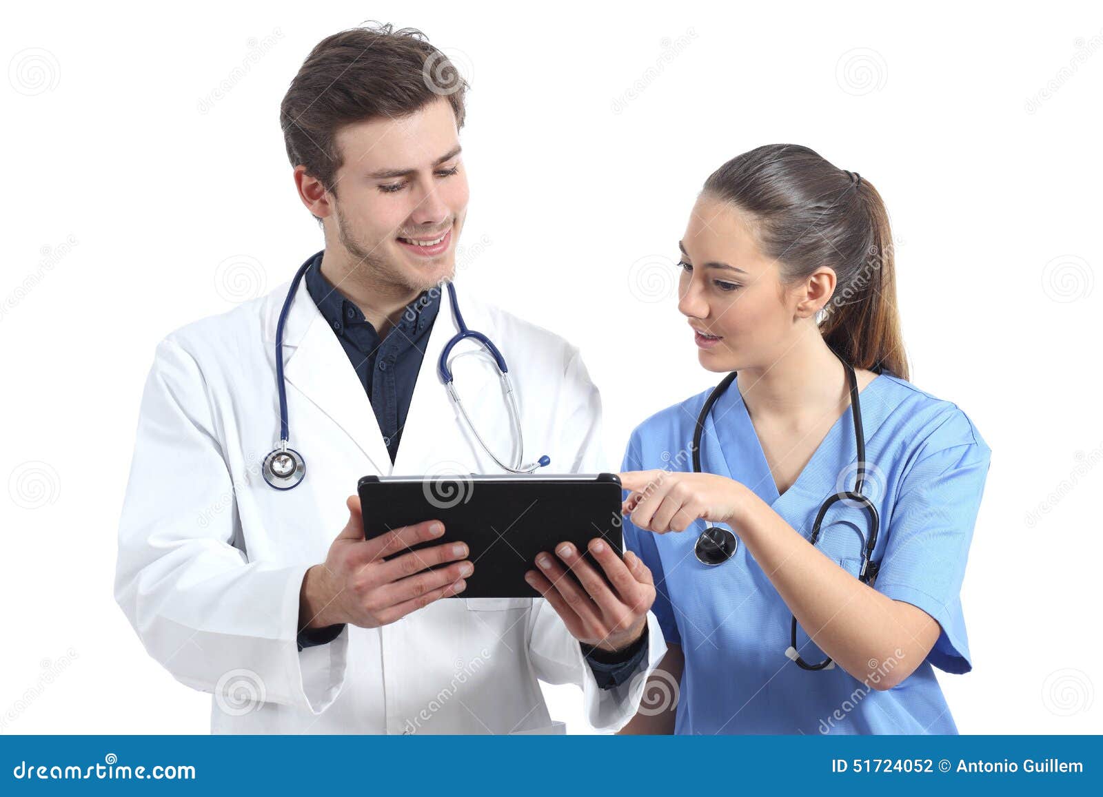 Doctor And Nurse Student Working With A Tablet Stock Photo - Image of ...