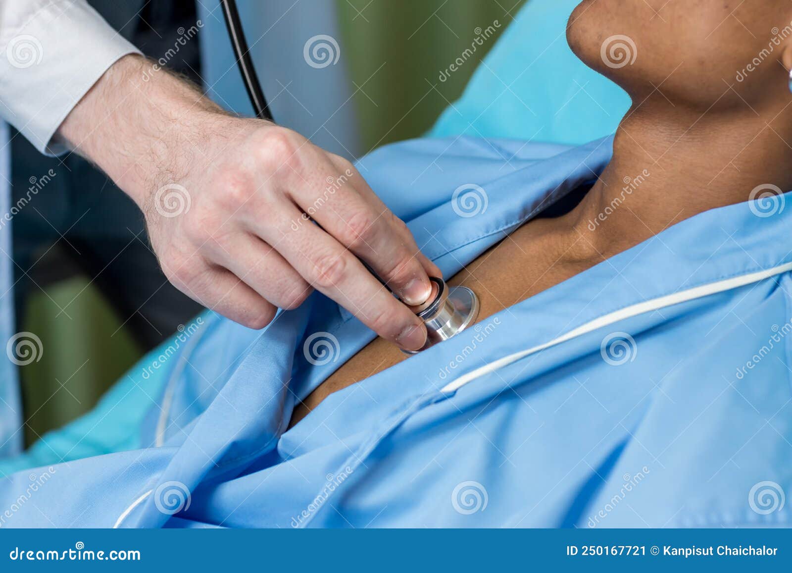 Doctor or Nurse Using Stethoscope Checking To Patient. Stock Image ...