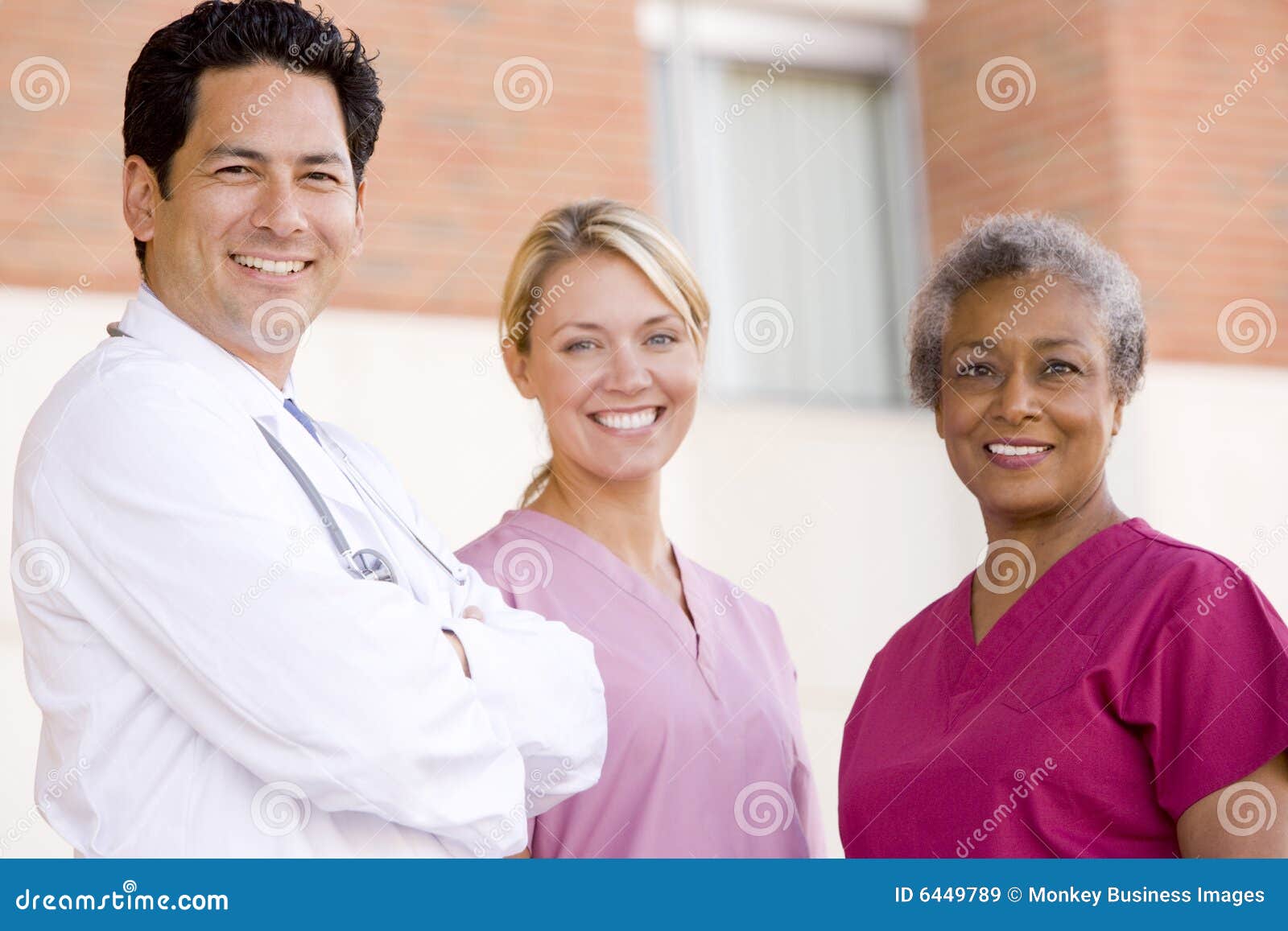 Doctor and Nurses Standing Outside a Hospital Stock Image - Image of ...