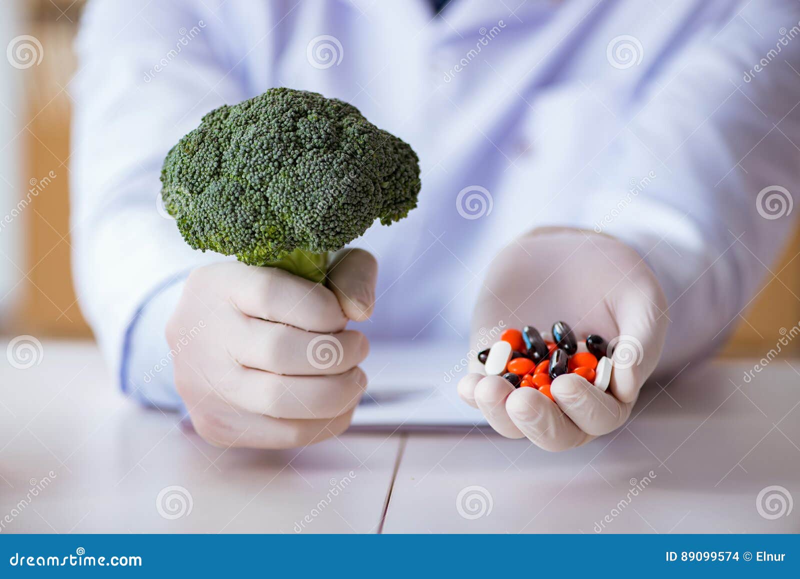 The Doctor Offering Choice between Healthy and Vitamins Stock Photo ...