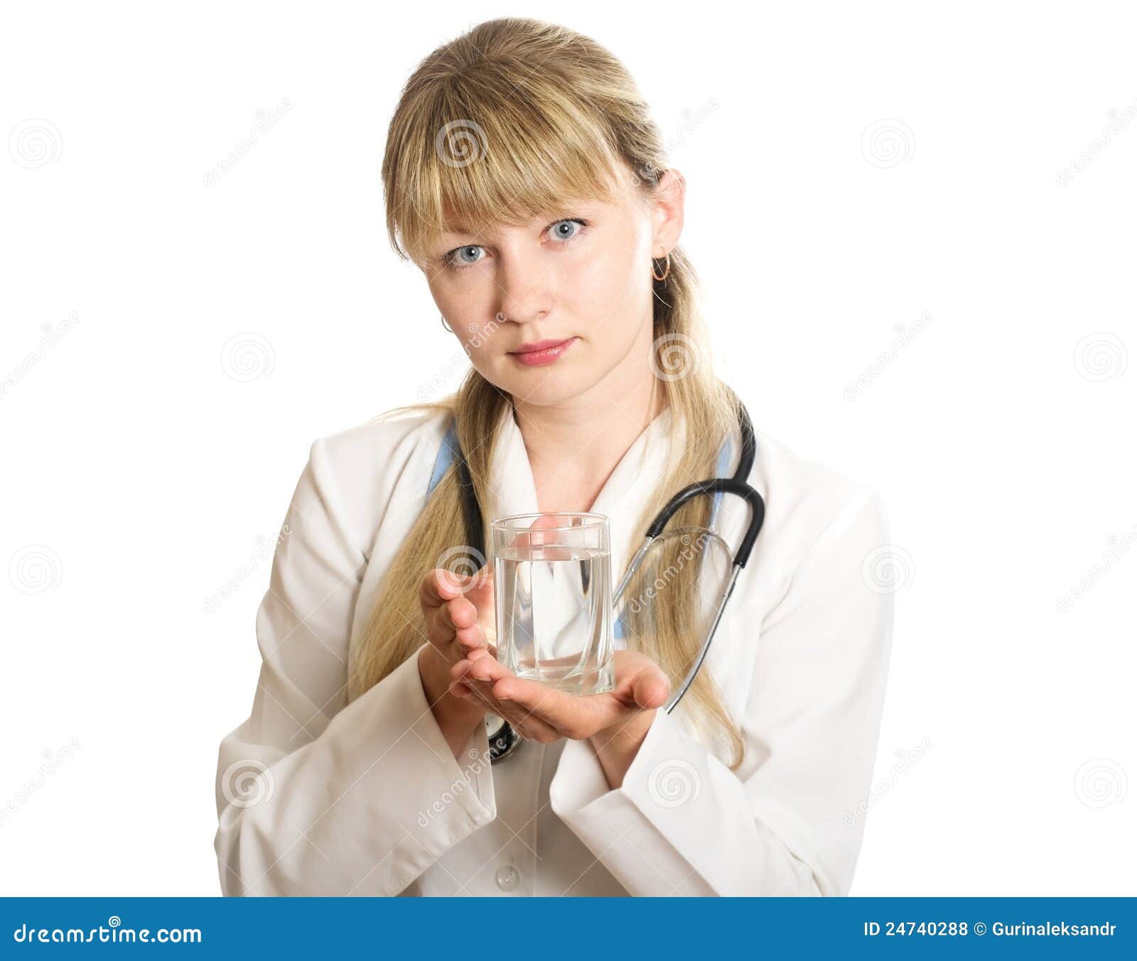 Doctor Offers Glass of Water Stock Photo - Image of medicine ...