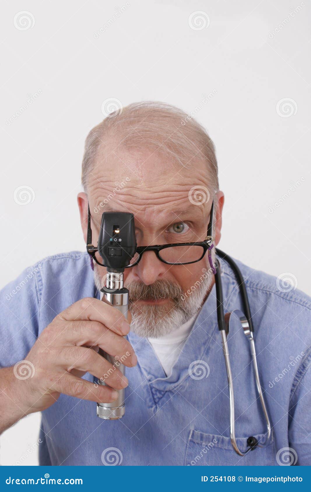 Doctor with ophthalmoscope stock photo. Image of exam, clinic - 254108