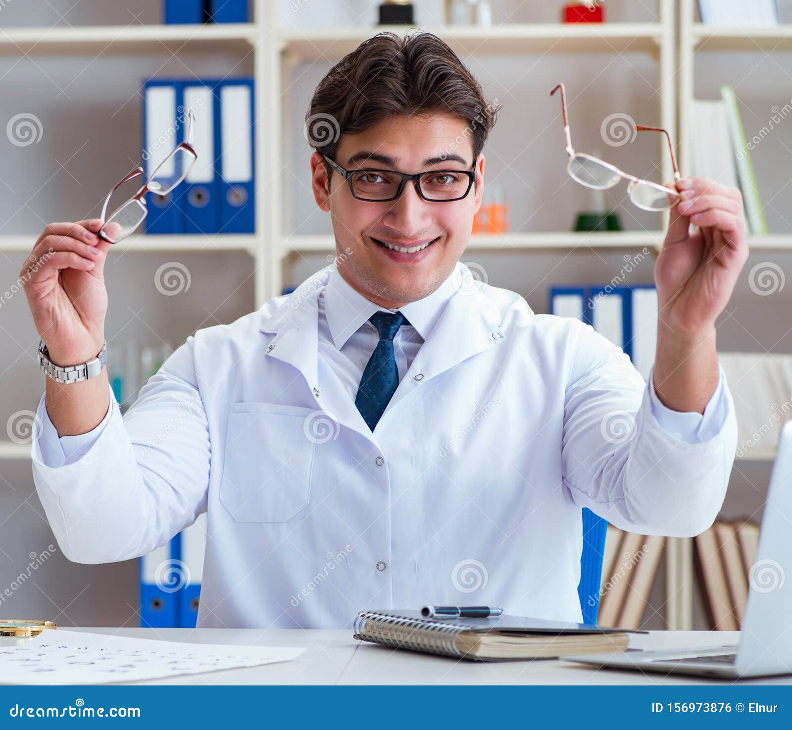 Doctor Optician Prescribing Holding Optical Glasses Stock Photo - Image ...