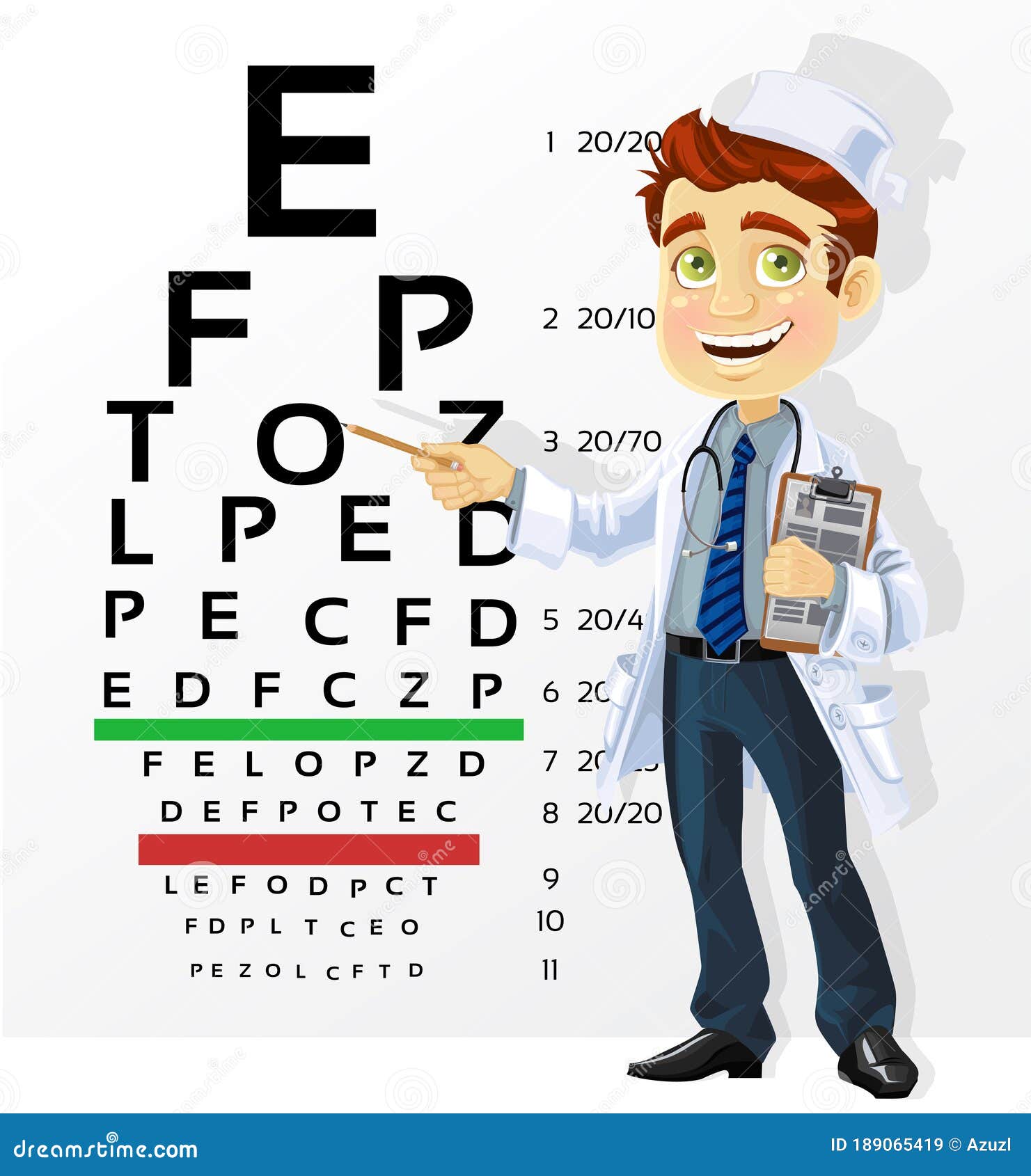 Doctor - Optometrist Points Testing Visual Acuity Stock Vector ...