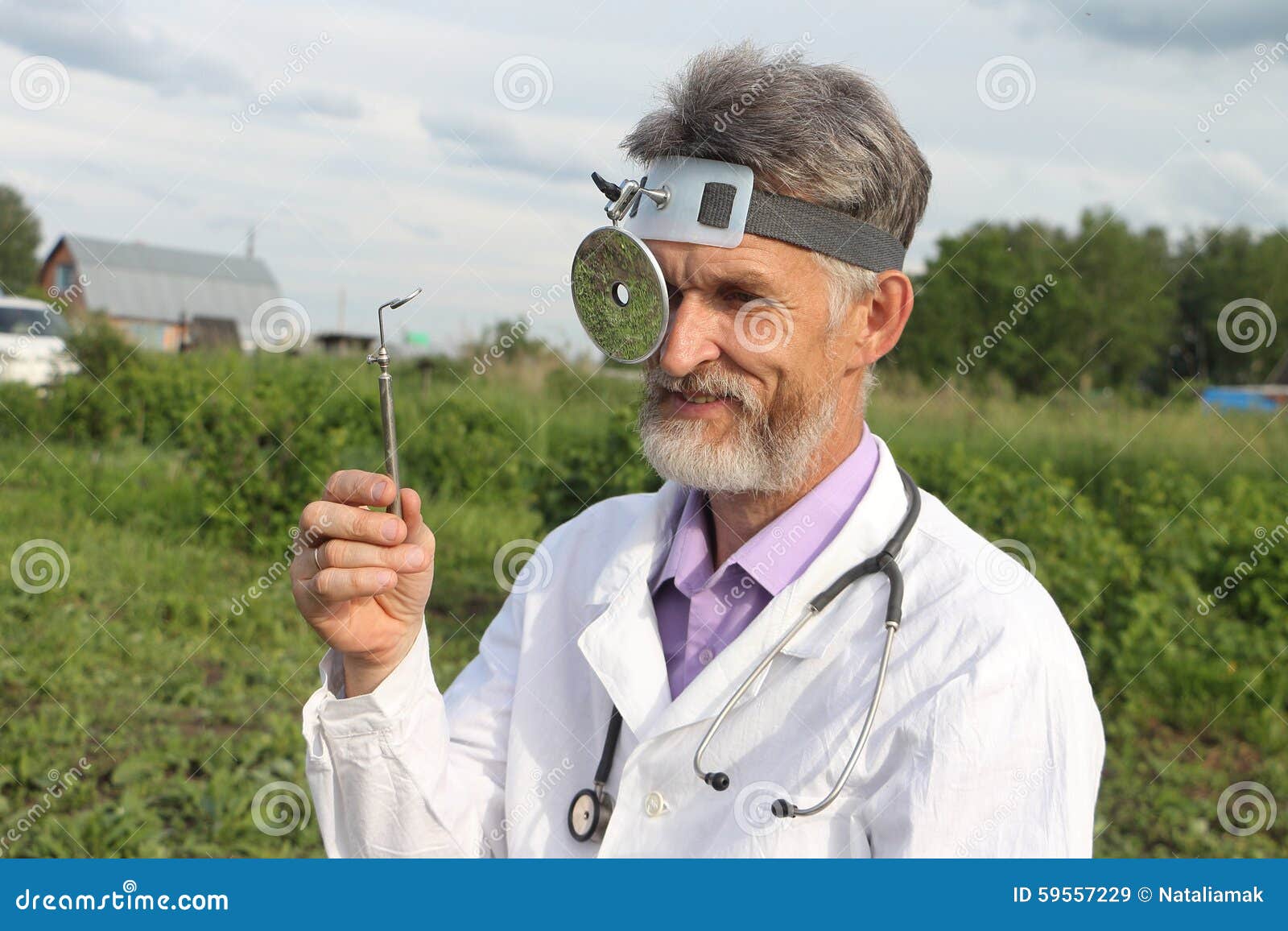 Doctor Otolaryngologist in Rural Areas Stock Image - Image of active ...