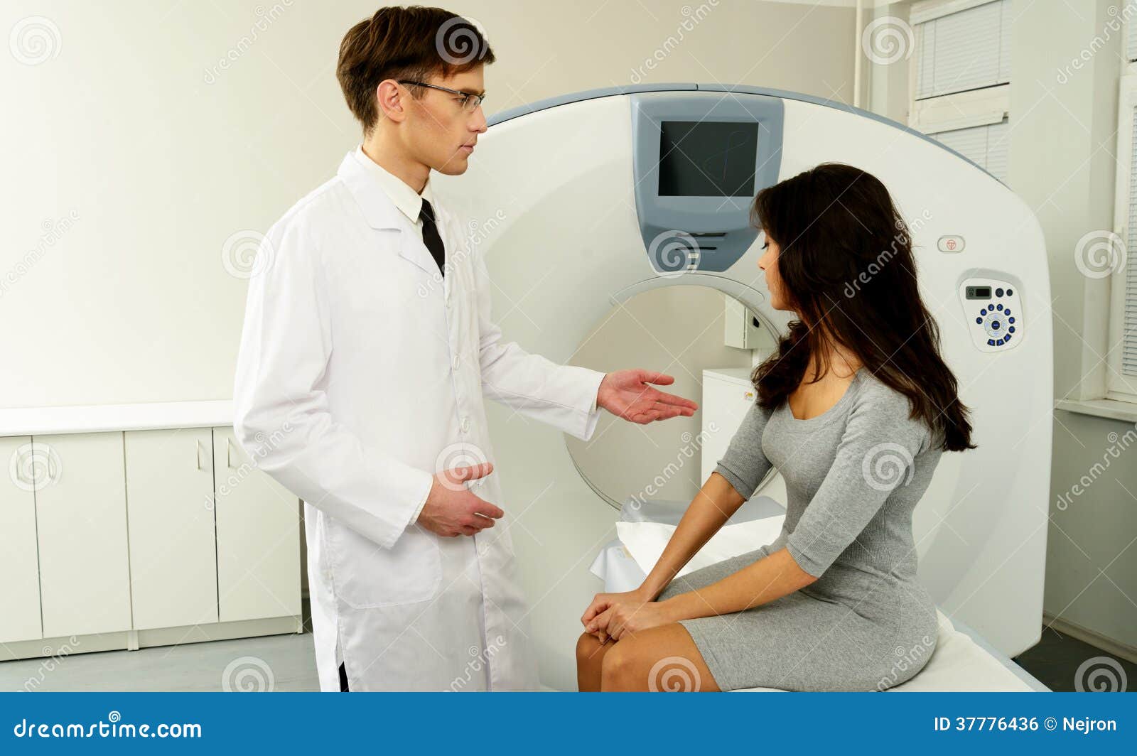 Doctor and Patient at Computed Tomography Stock Photo - Image of ...