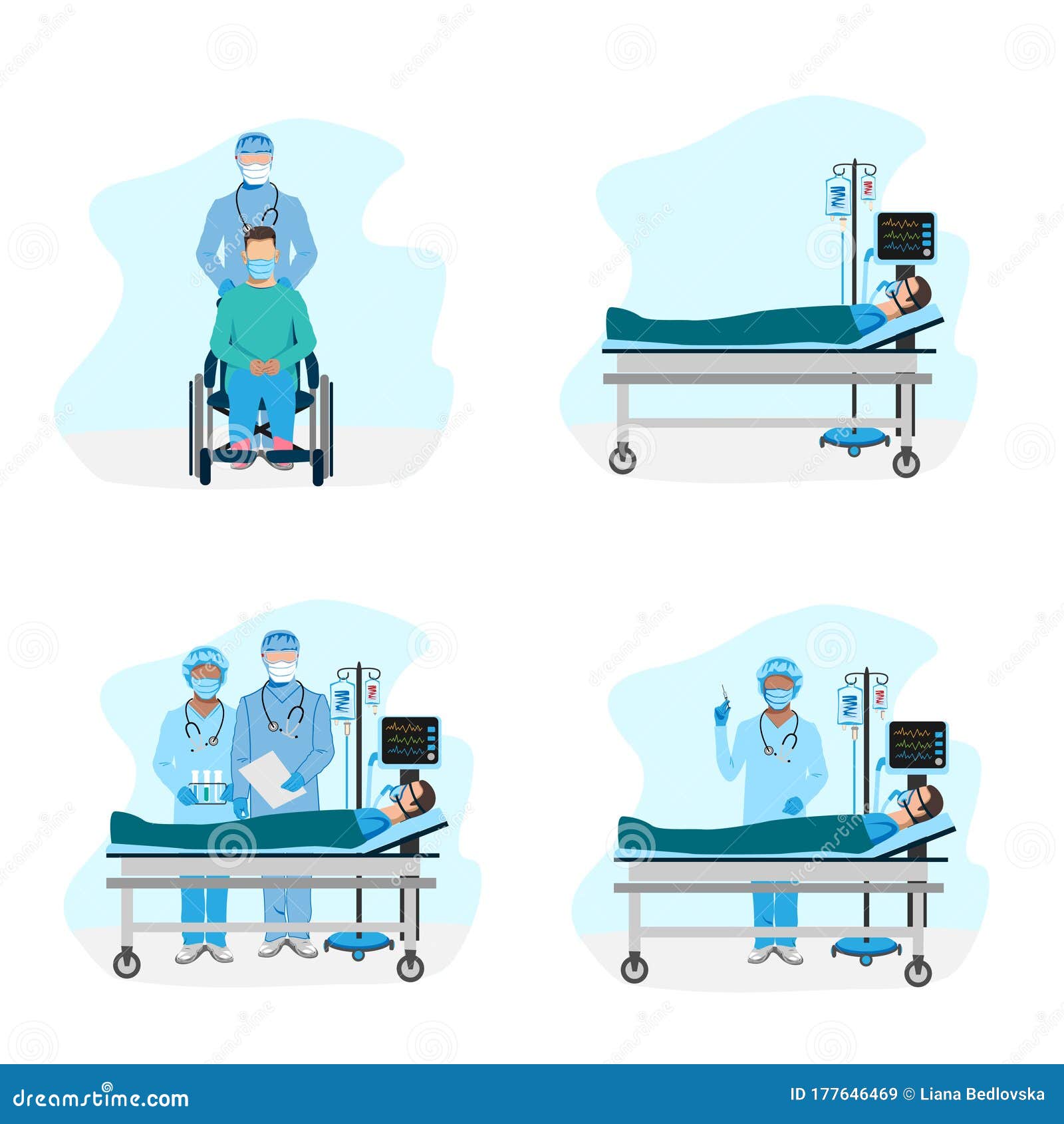 Doctor with a Patient in Intensive Care Stock Vector - Illustration of ...