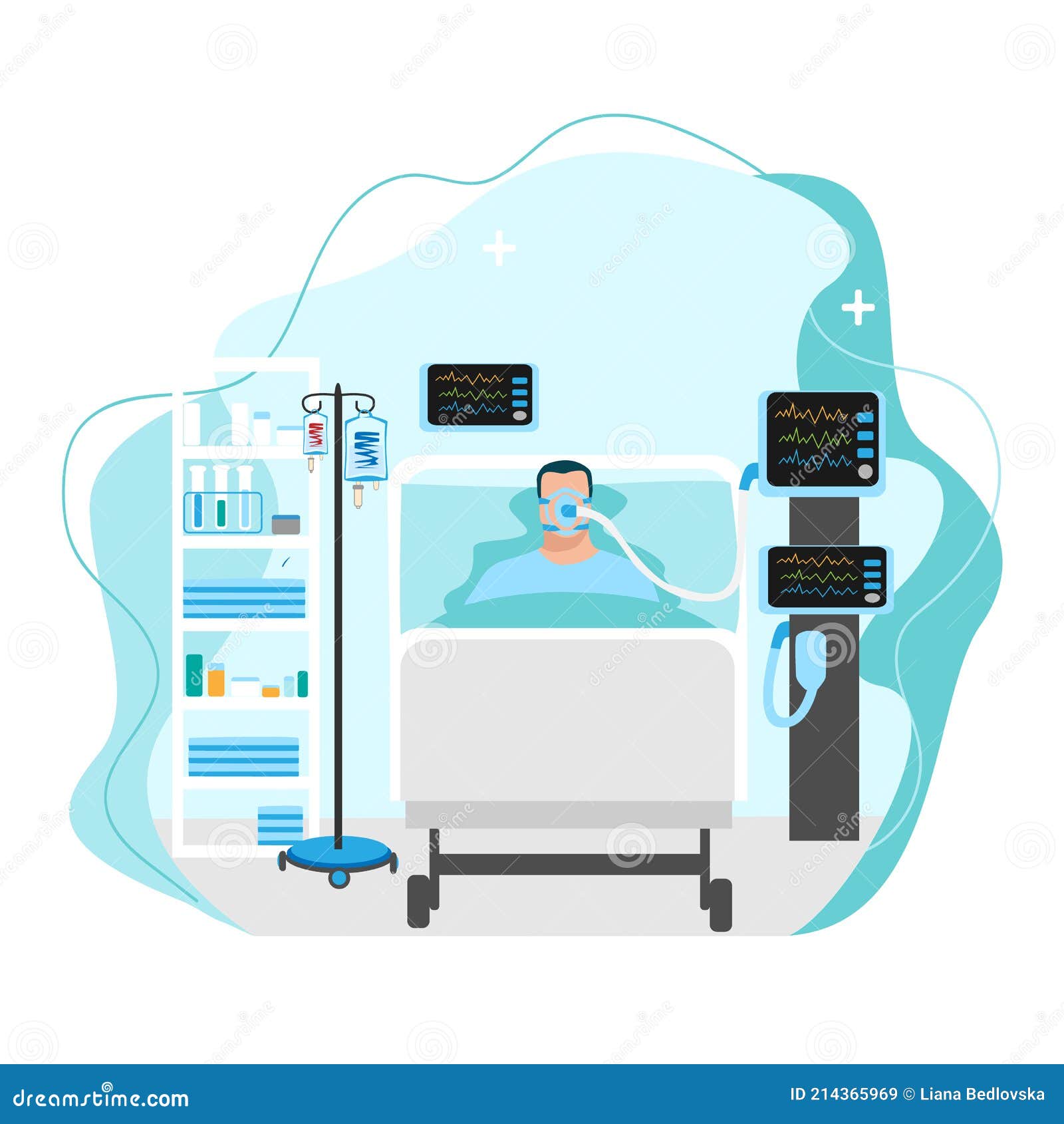 Doctor with a Patient in Intensive Care Stock Vector - Illustration of ...