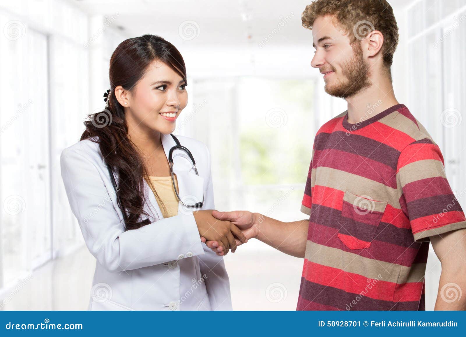 Doctor and Patient Shake Hands Stock Image - Image of listening ...