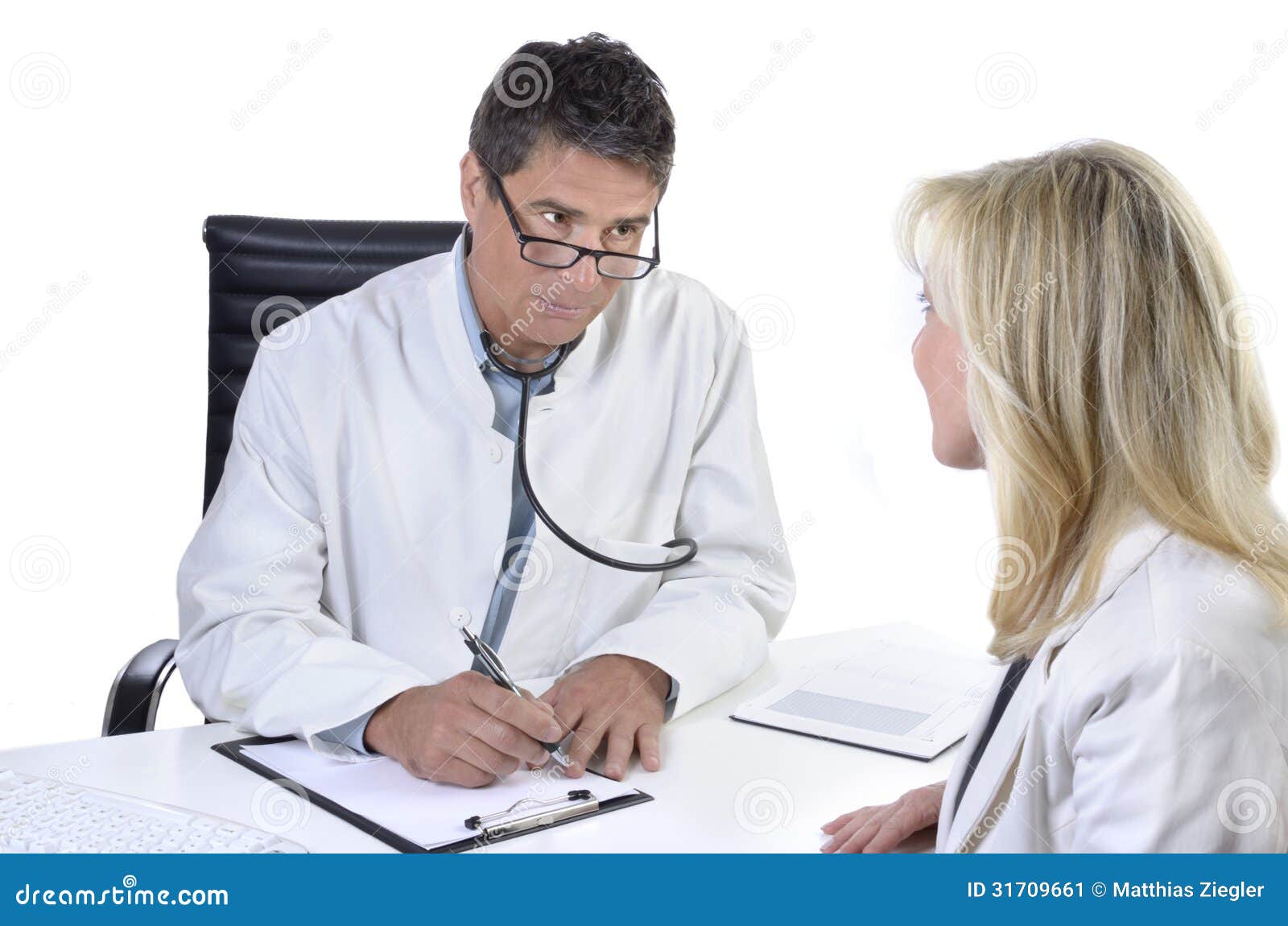 Doctor and Patient Talking in Meeting Stock Image - Image of desk ...