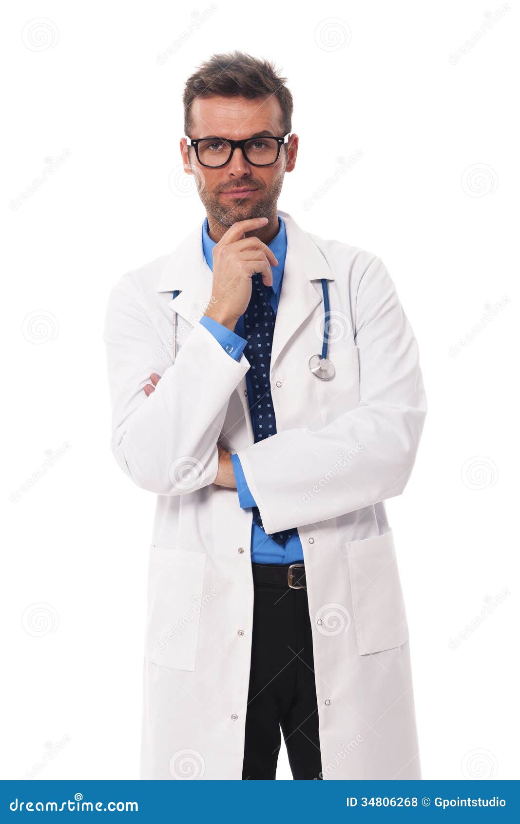 Doctor pensativo foto de archivo. Imagen de positividad - 34806268