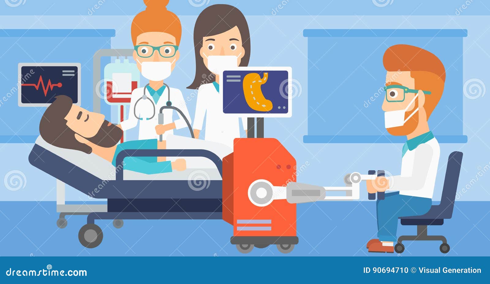 Doctor Performing Operation Involving Robot. Stock Vector ...