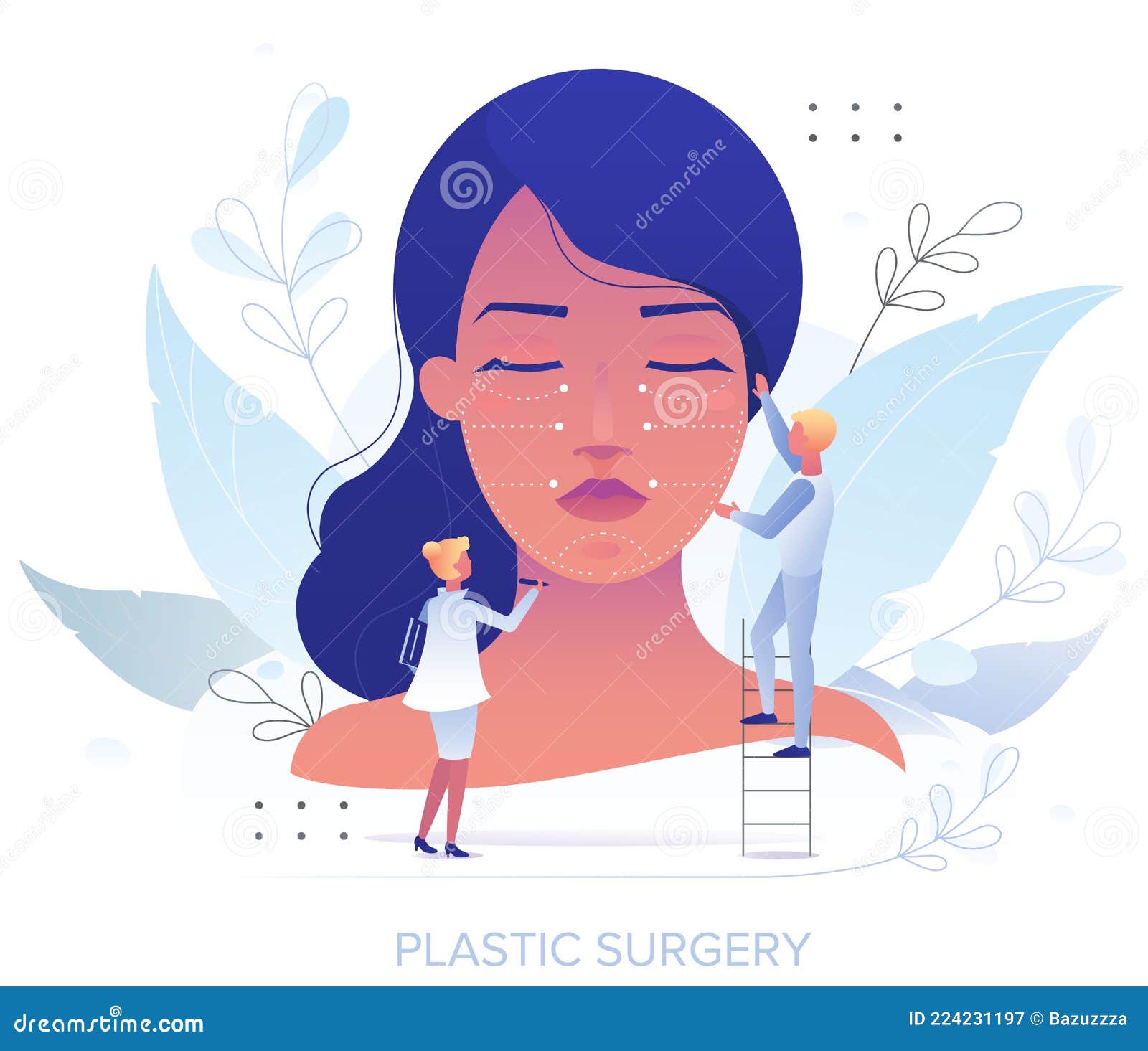 Doctor Plastic Surgeon Drawing Incision Lines With Marker On Female