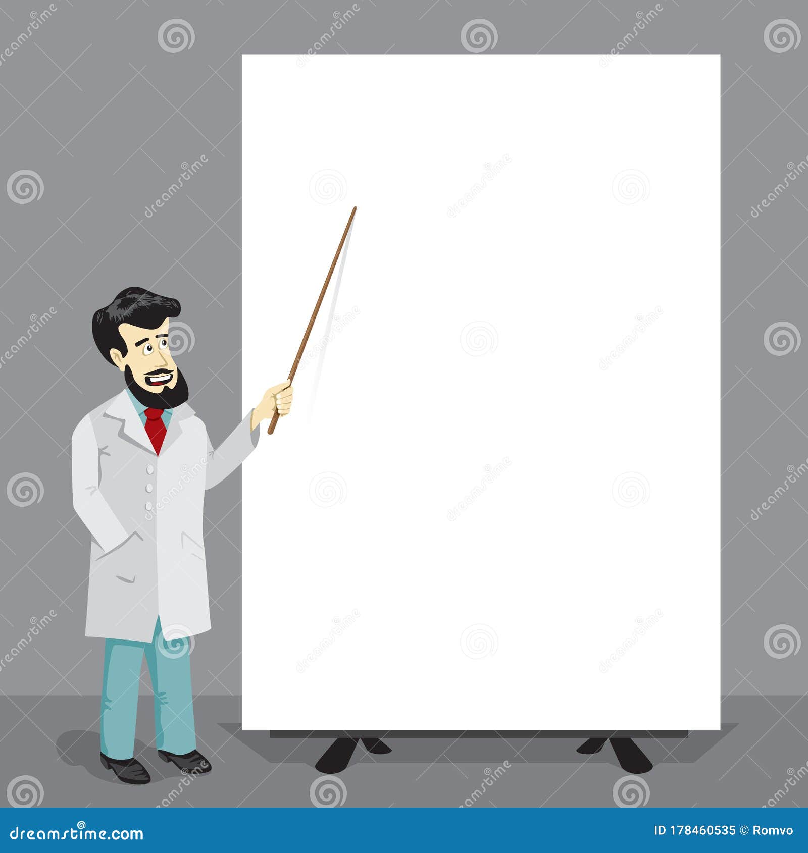 Doctor With Pointer Leads Clarification On Human Body. Woman In Medical ...