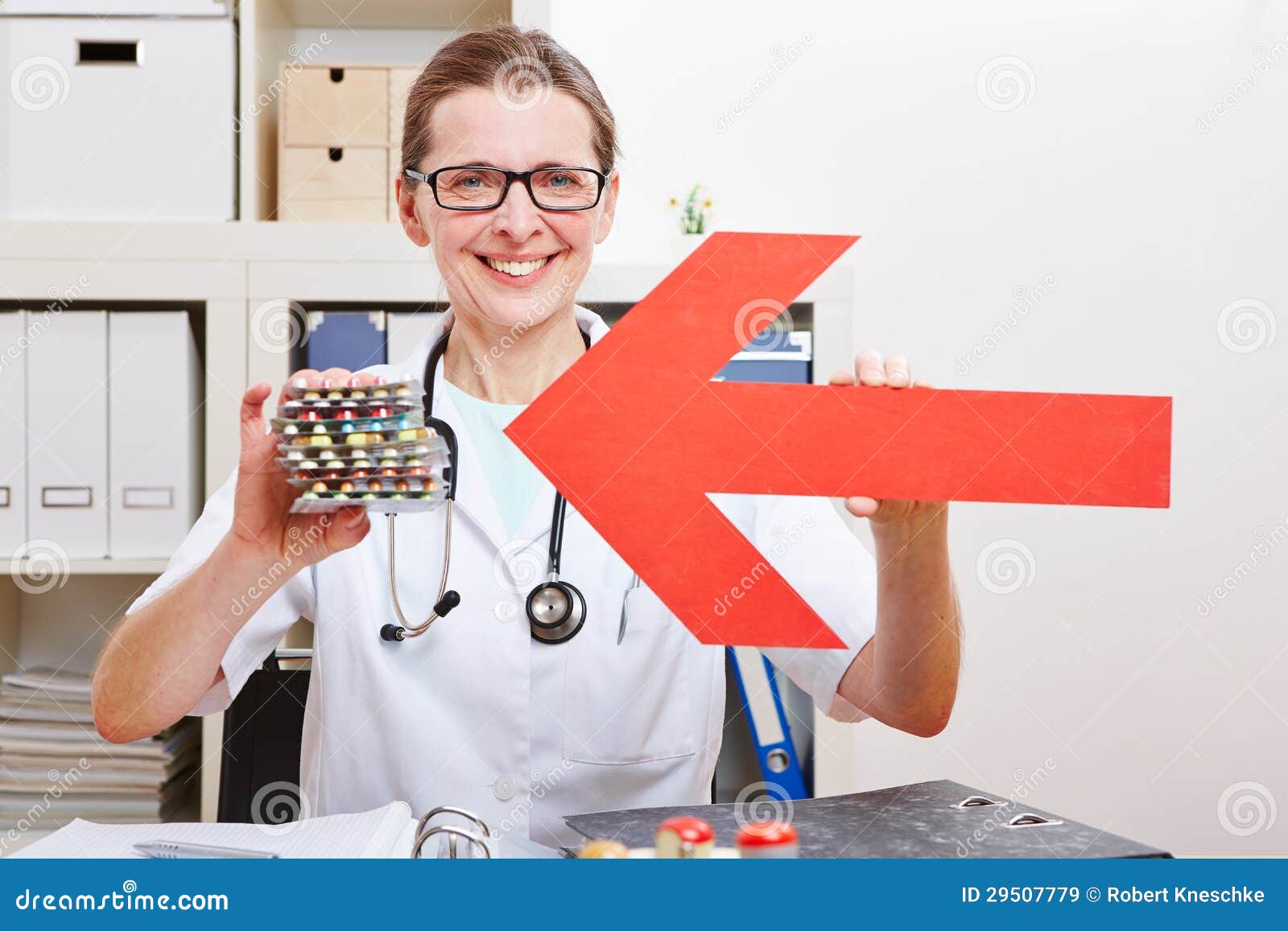 Doctor Pointing Arrow To Medical Stock Image - Image of pharmaceuticals ...
