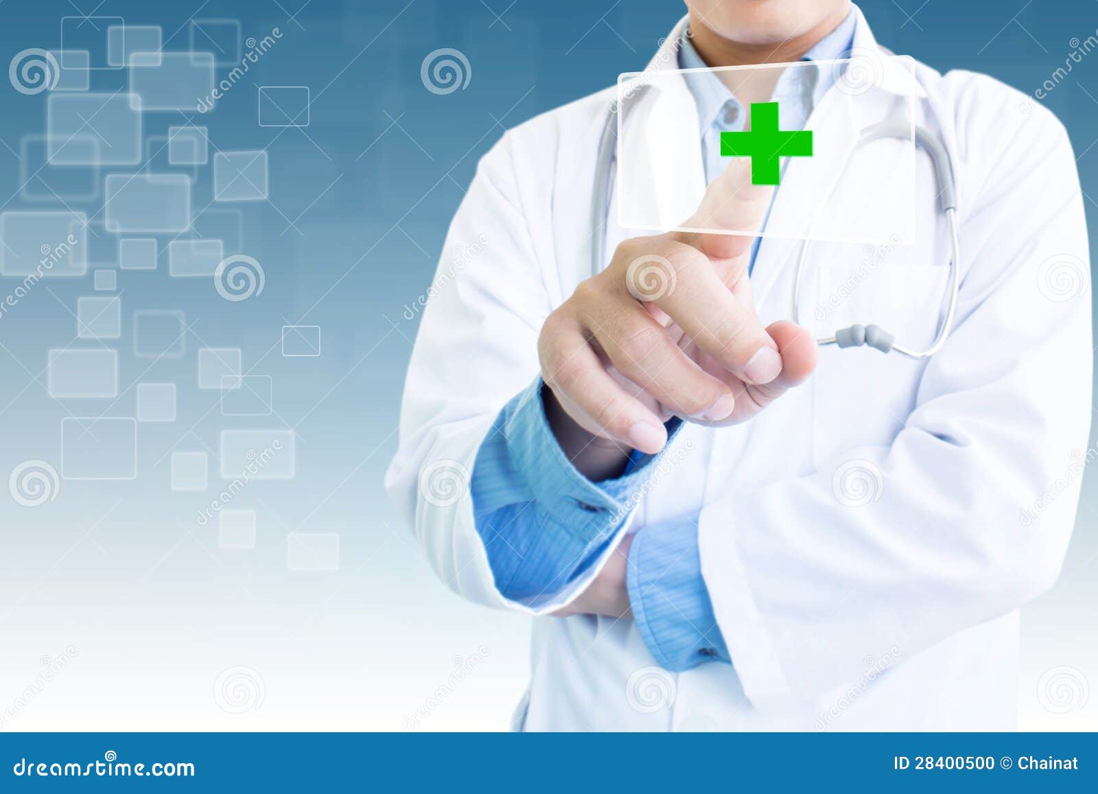 Doctor Pointing on Green Cross Stock Photo - Image of clinic, human ...