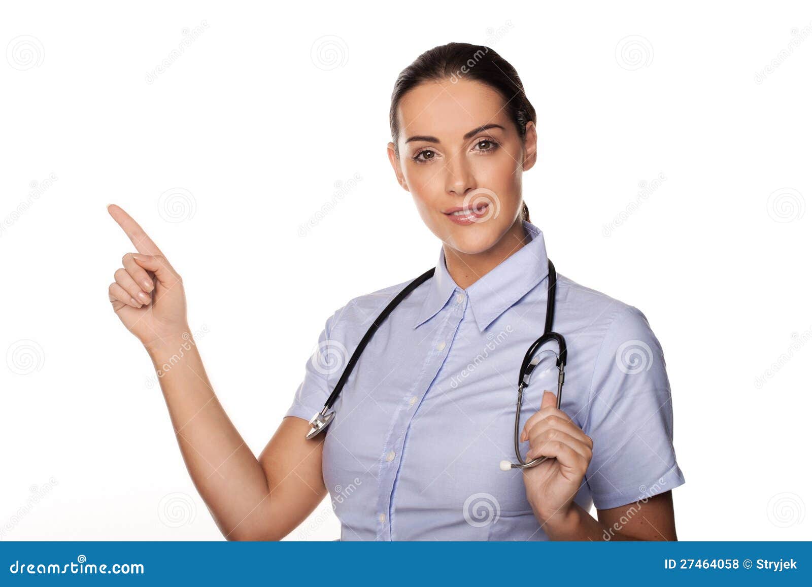 Doctor Pointing with Her Finger Stock Photo - Image of profession ...