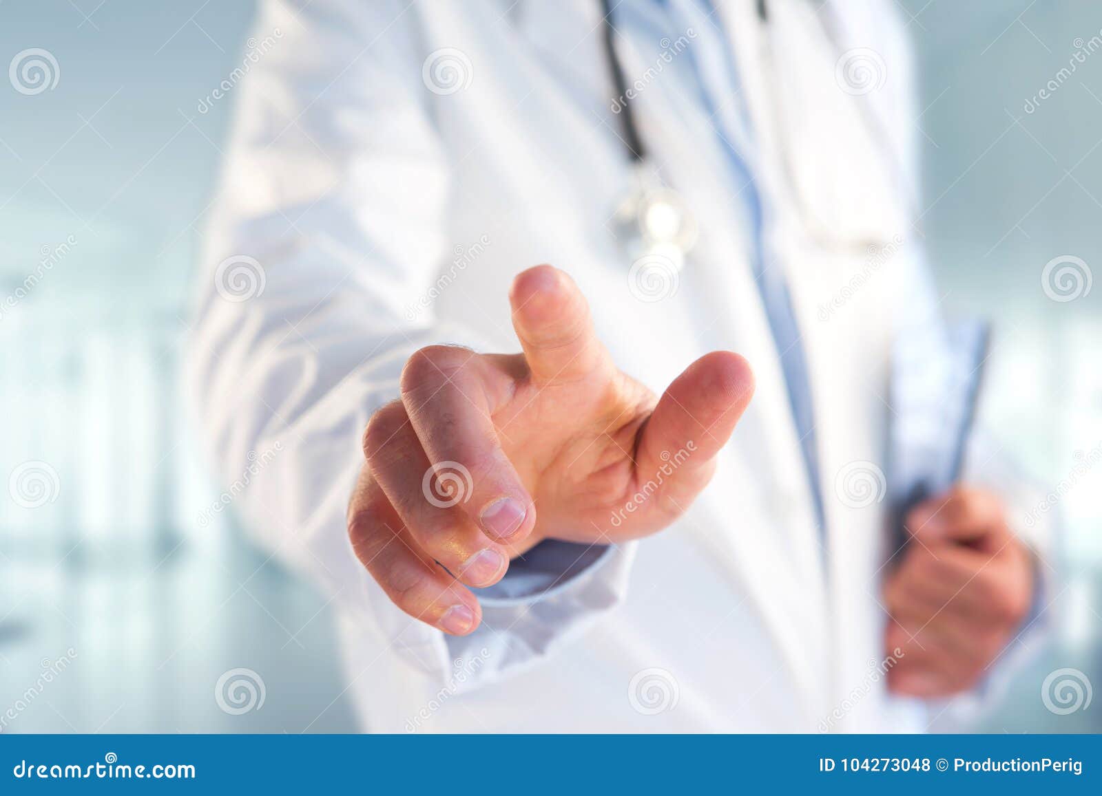 Doctor Pointing His Finger at the Hospital Stock Photo - Image of ...