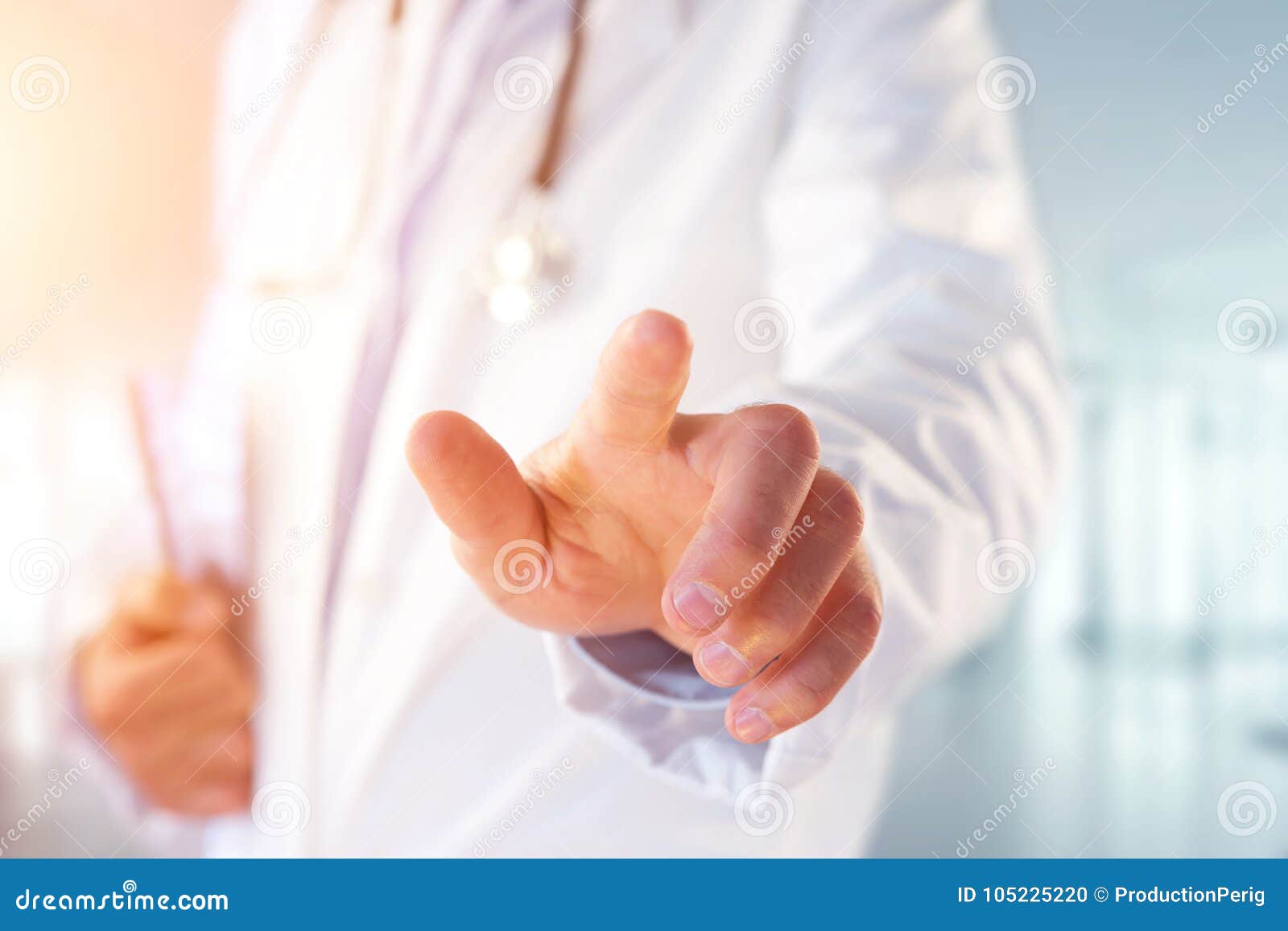 Doctor Pointing His Finger at the Hospital Stock Photo - Image of empty ...