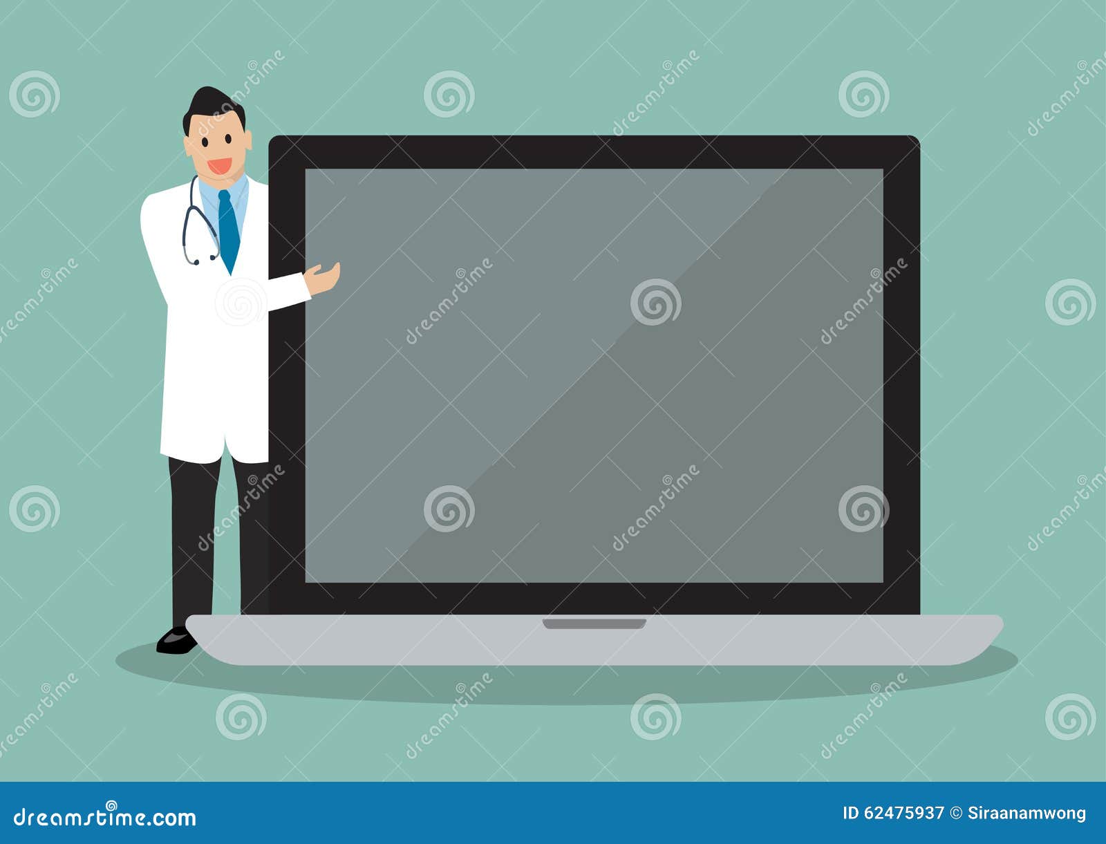 Doctor Pointing To the Screen of a Laptop Stock Vector - Illustration ...