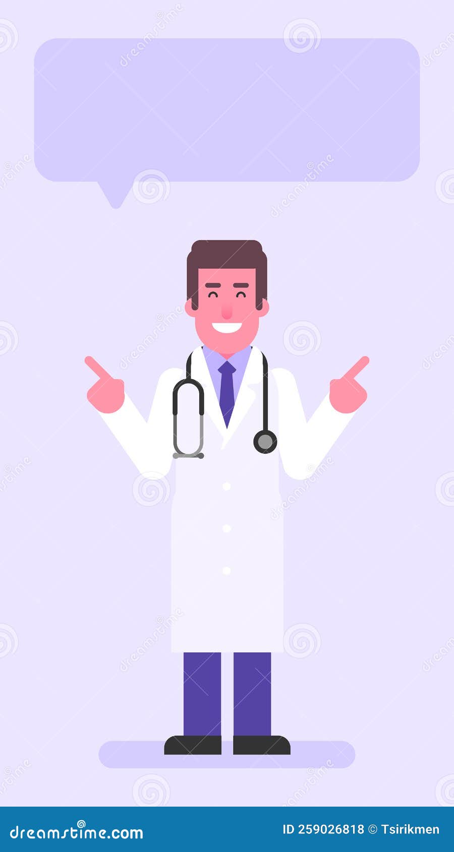 Doctor Points Fingers To Side and Smiles Stock Vector - Illustration of ...