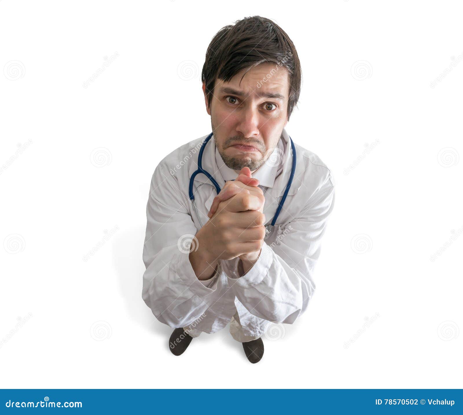 Doctor is Praying, Begging or Asking for Help. Stock Photo - Image of ...