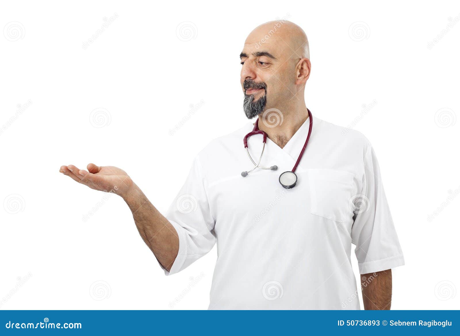 Doctor Presenting a Product Isolated on White Stock Image - Image of ...