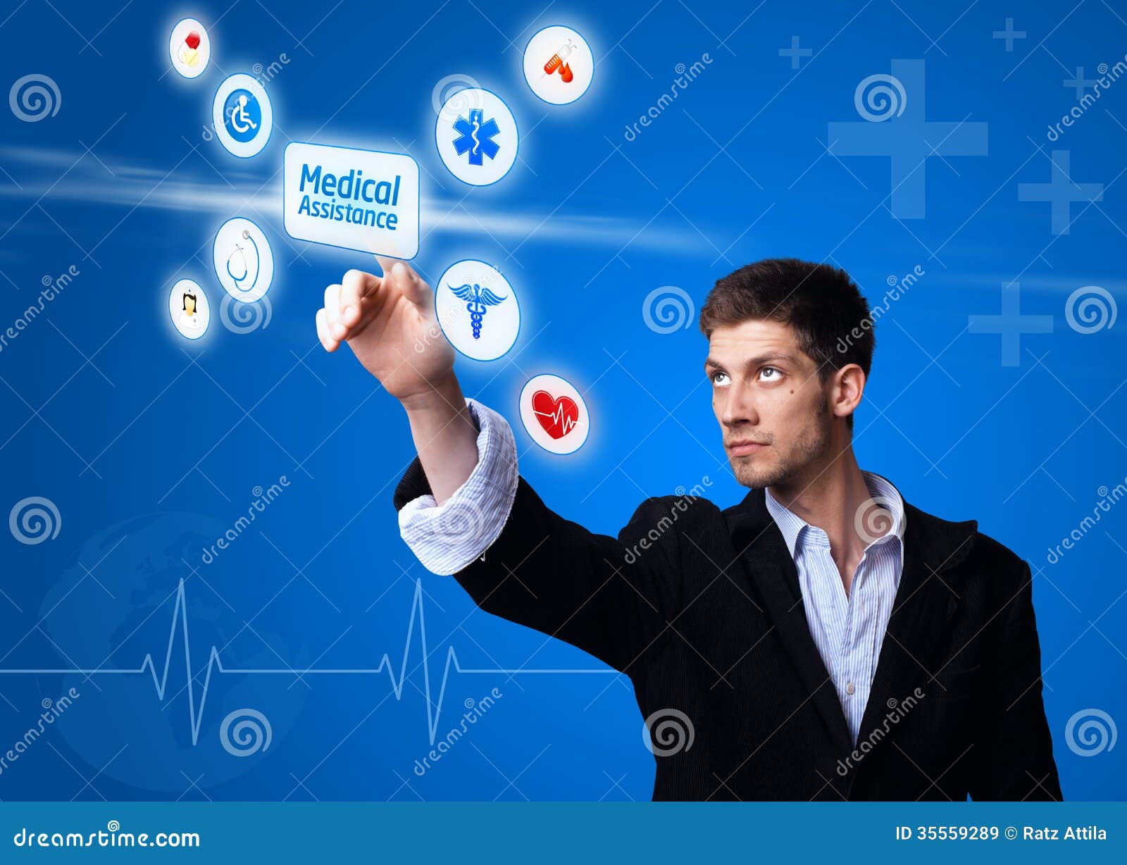 Doctor Pressing Digital Button Stock Image - Image of glow, healthcare ...
