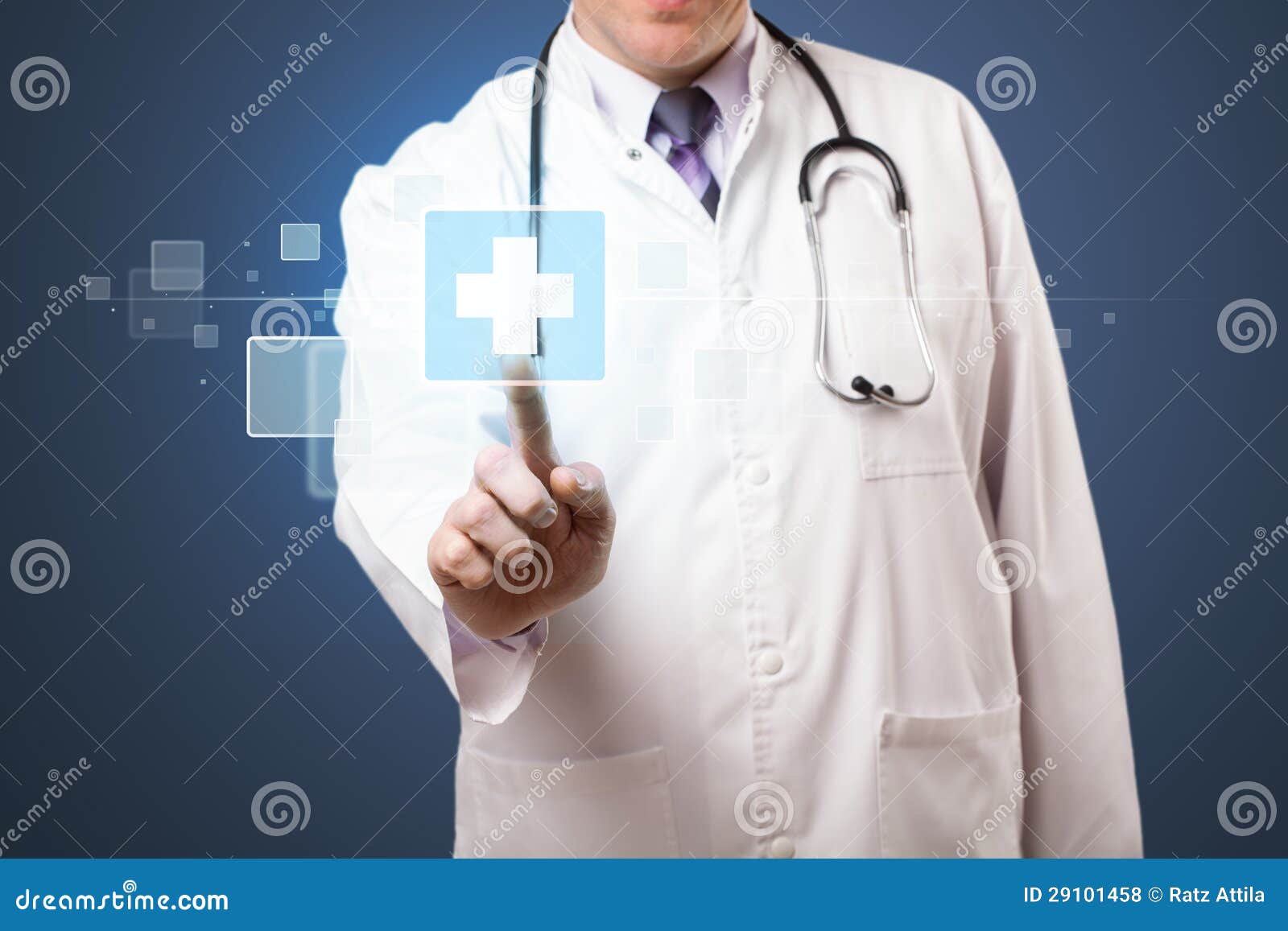 Doctor Pressing Modern Medical Type Of Button Stock Photo - Image of ...