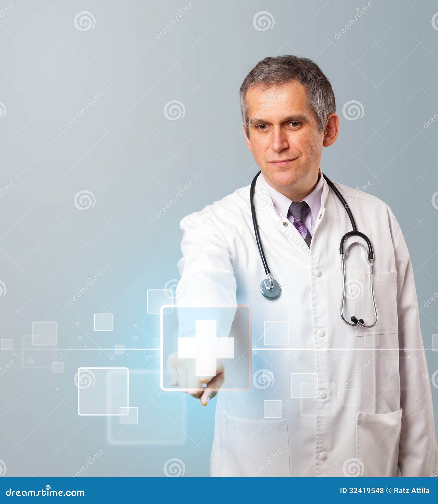 Doctor Pressing Modern Medical Type of Button Stock Photo - Image of ...