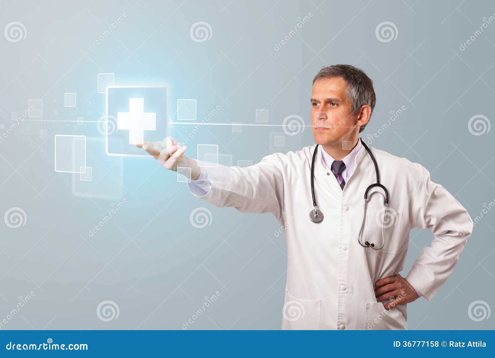 Doctor Pressing Modern Medical Type of Button Stock Photo - Image of ...