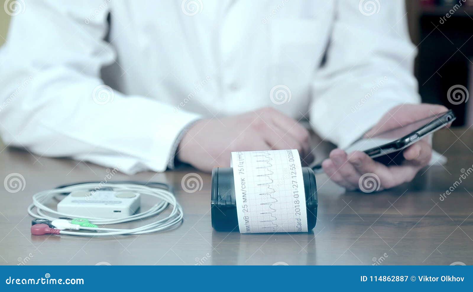 Doctor Prints on the ECG ECG Printer Close-up Stock Video - Video of ...