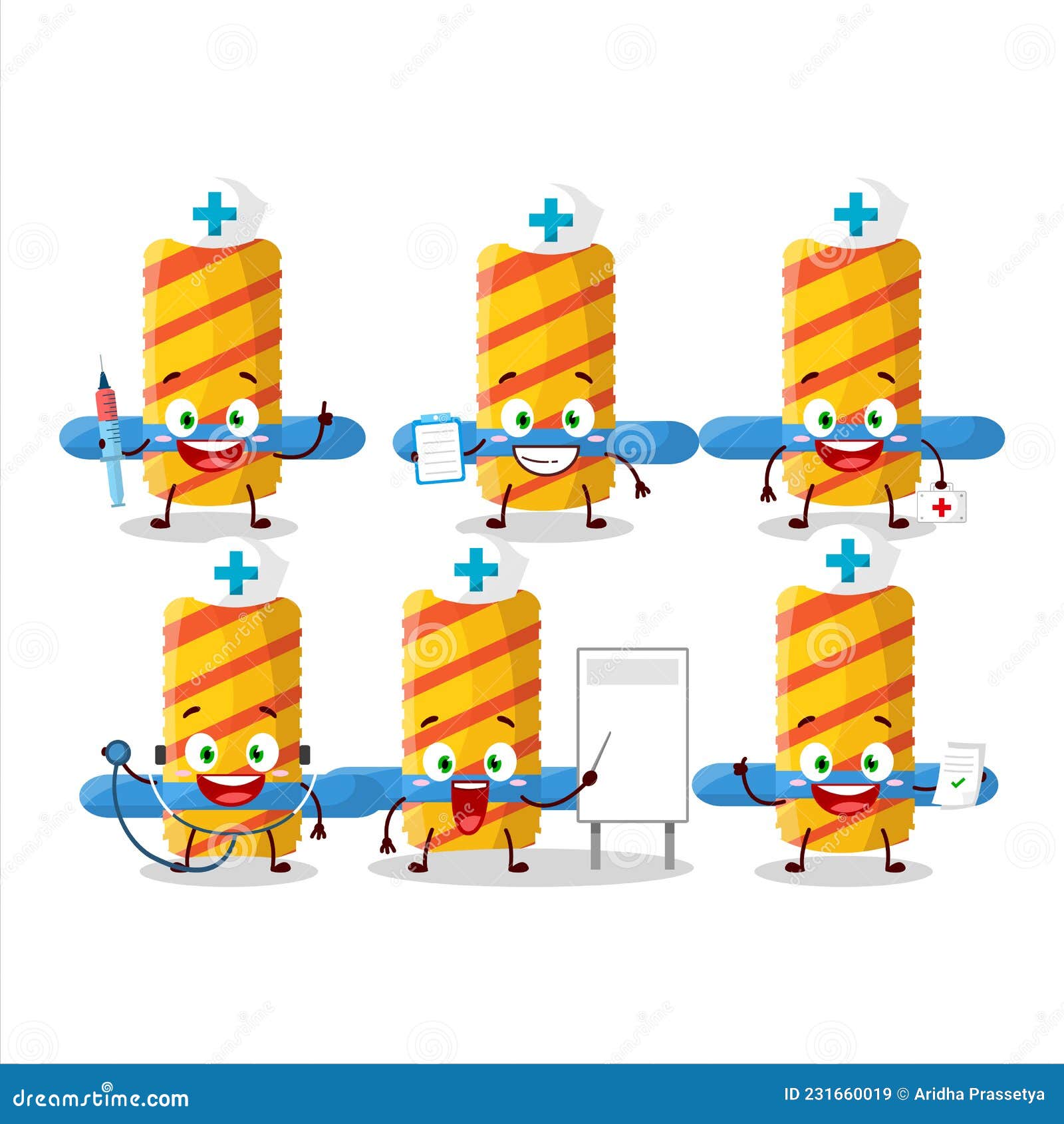 Doctor Profession Emoticon with Firework Spinner Cartoon Character ...