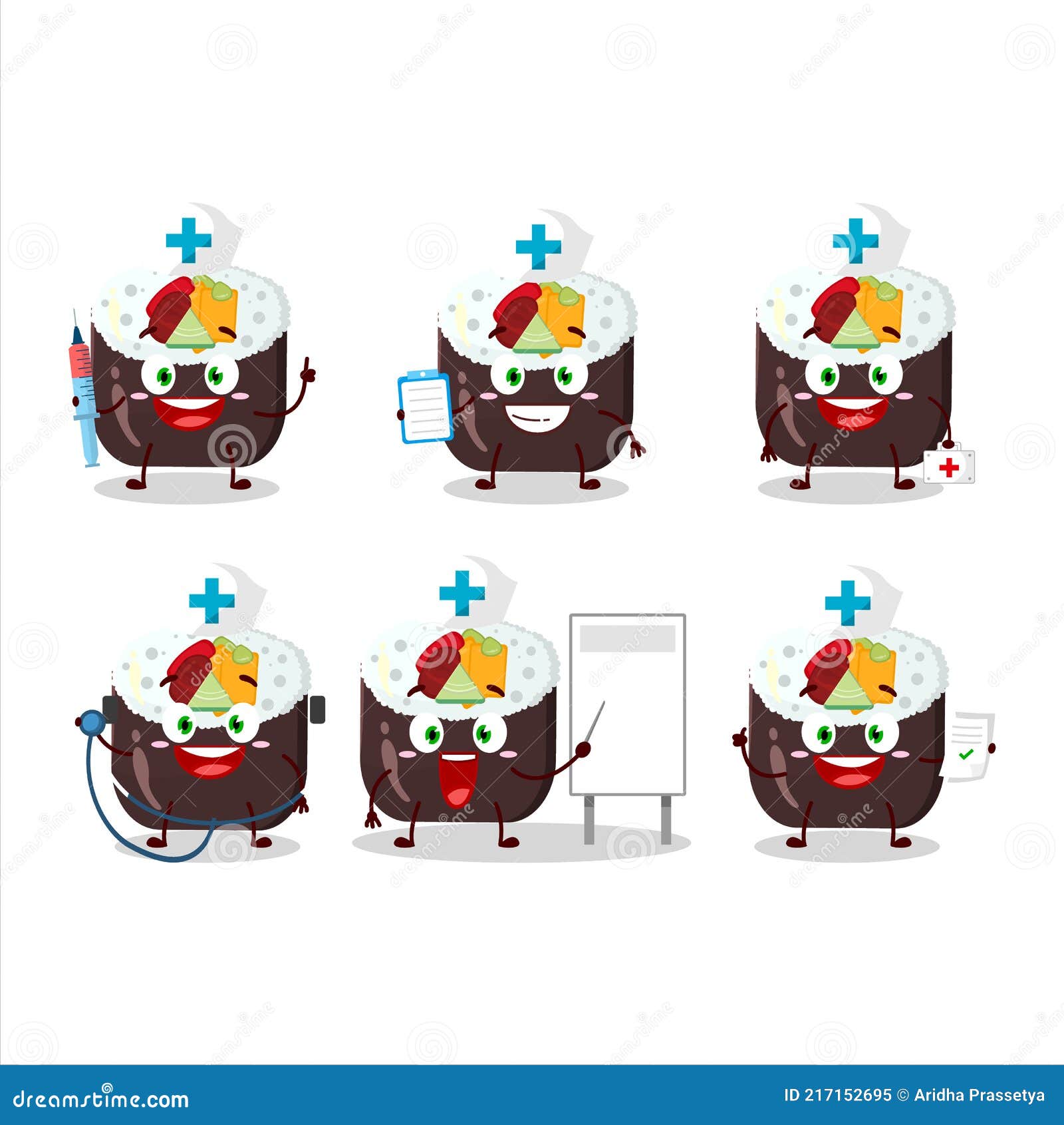 Doctor Profession Emoticon With Futomaki Cartoon Character Stock Vector
