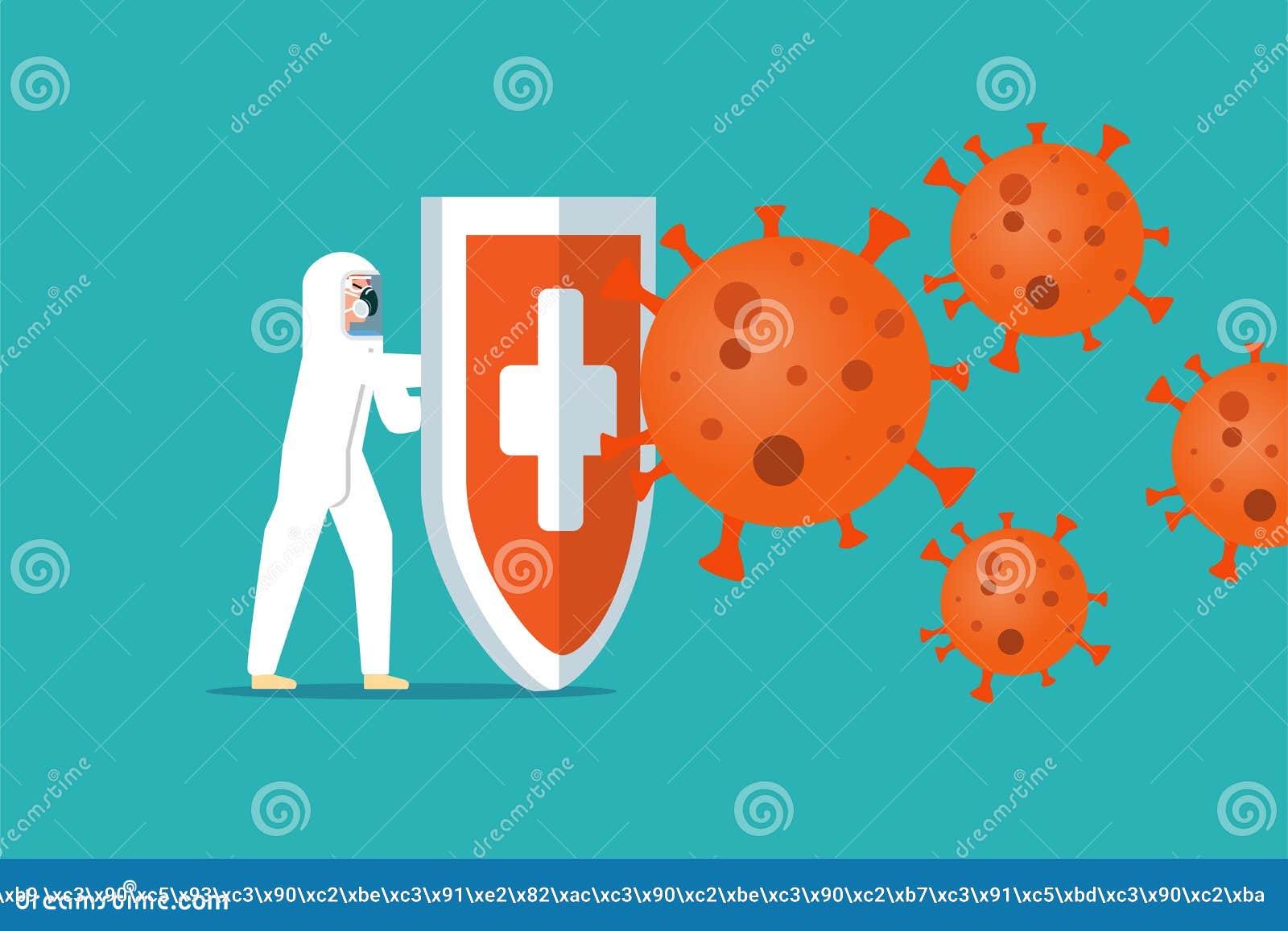 Doctor Protects Against Virus, Vector Illustration Stock Vector ...