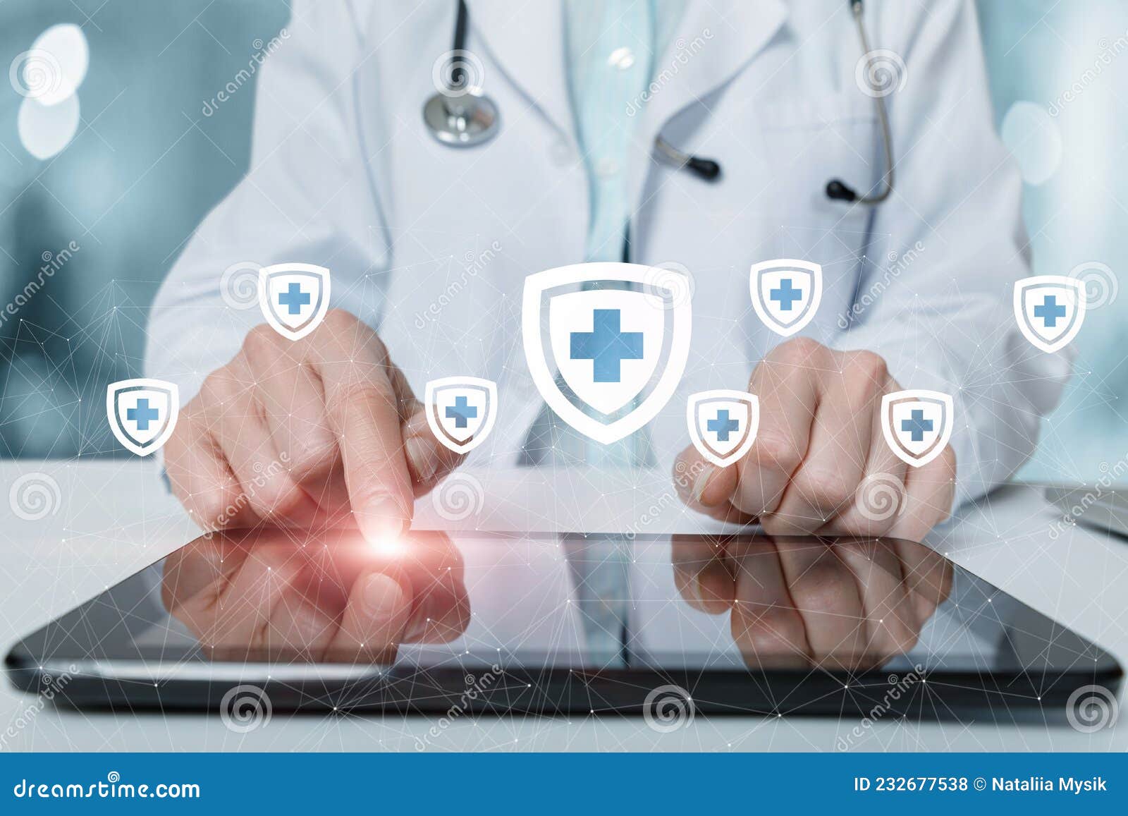 Doctor Provides a Medical Protection System Using a Mobile Device Stock ...