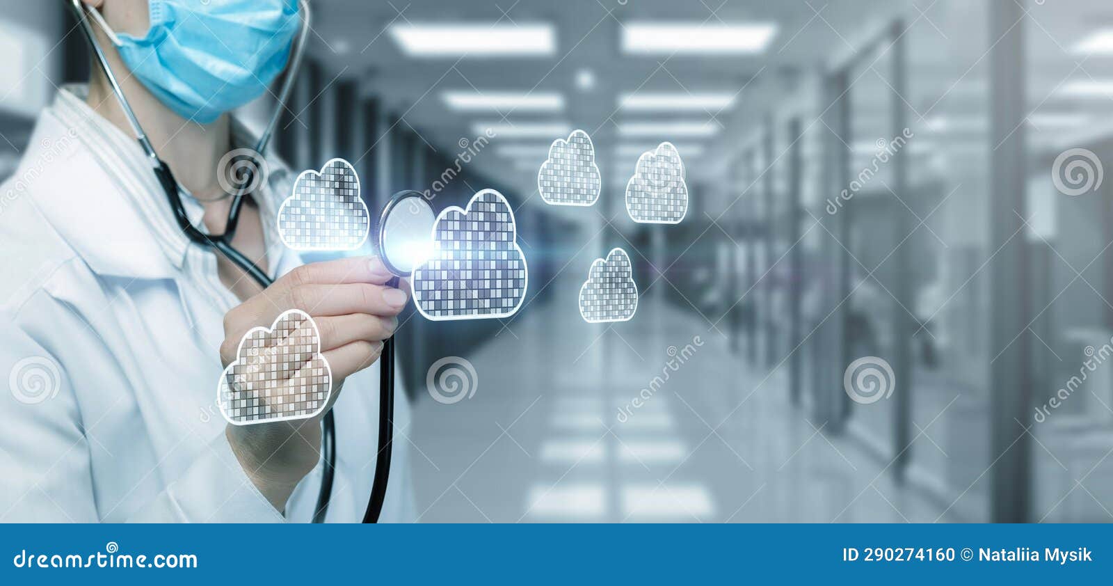 Doctor Provides Medical Services Using Archives and Databases Stock ...